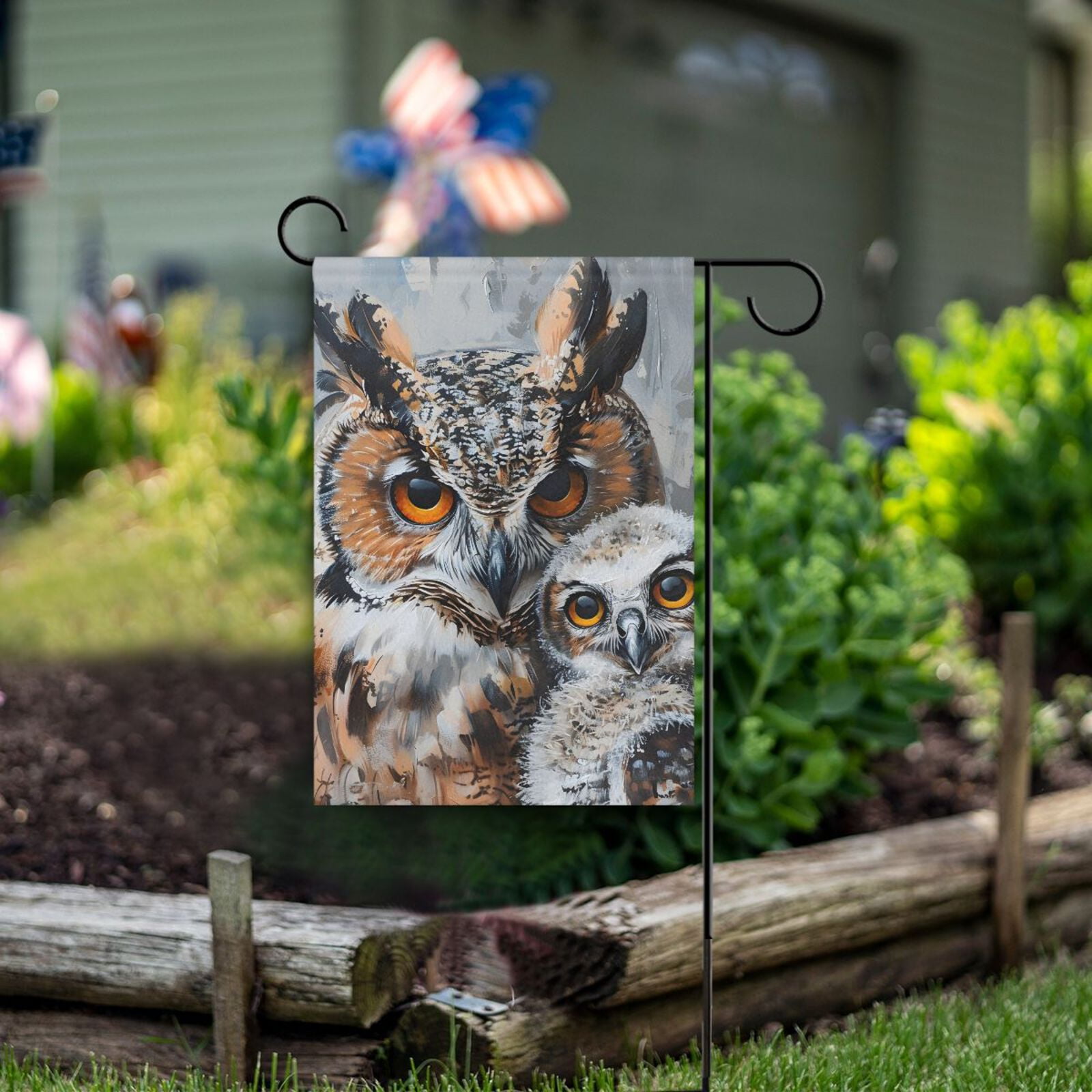 Mommy and Baby Owls Garden Flag Double Sided Outdoor Banners for ...