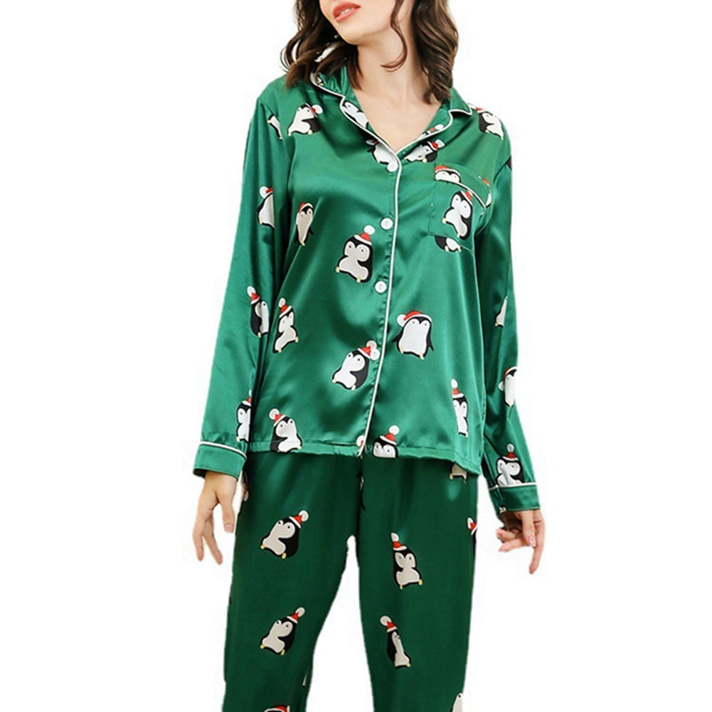 Mommy and Me Family Matching Christmas Pajamas Set Silk Satin Long ...