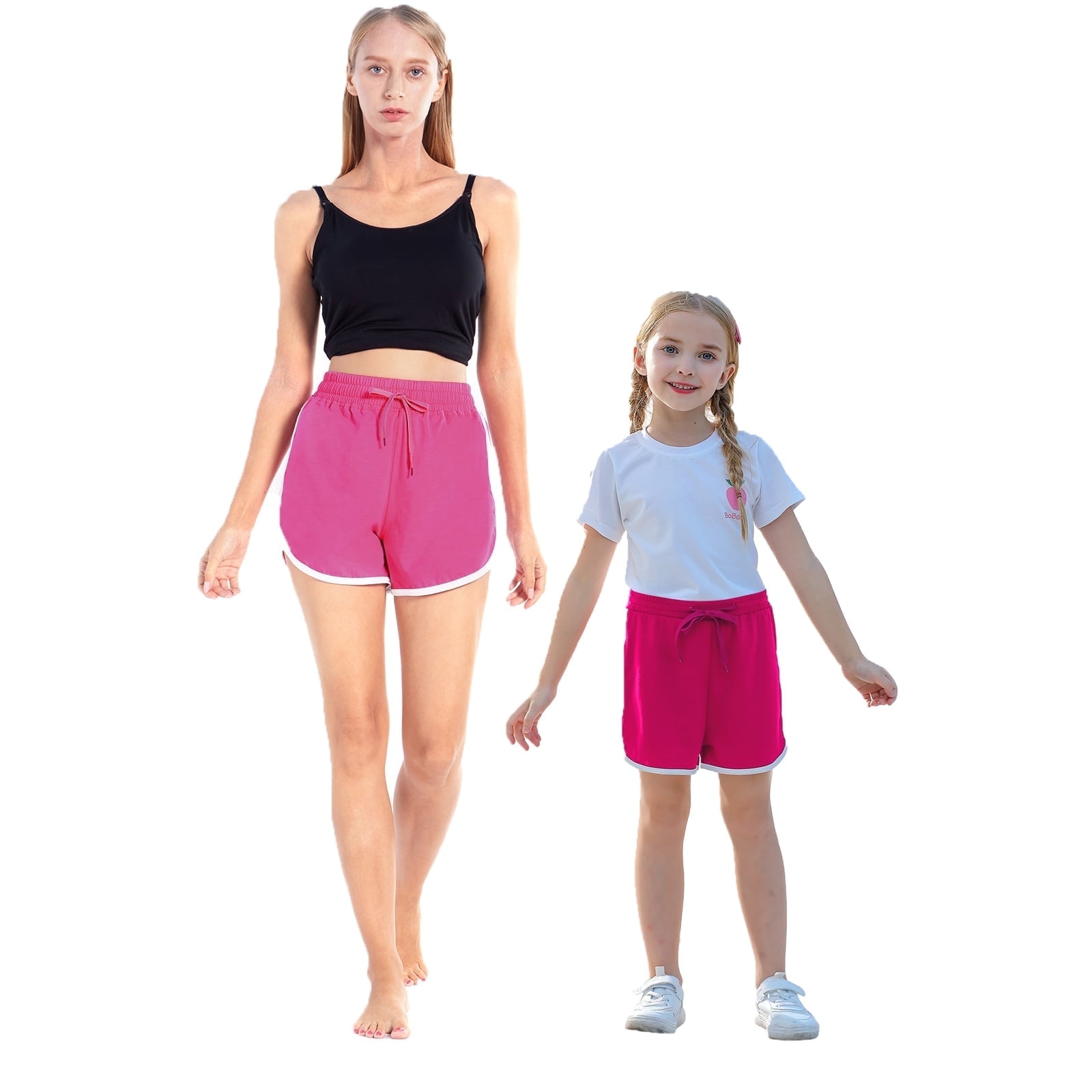 Mommy and Me Matching Short, Women Toddler Kids Solid Color Dance Yoga ...