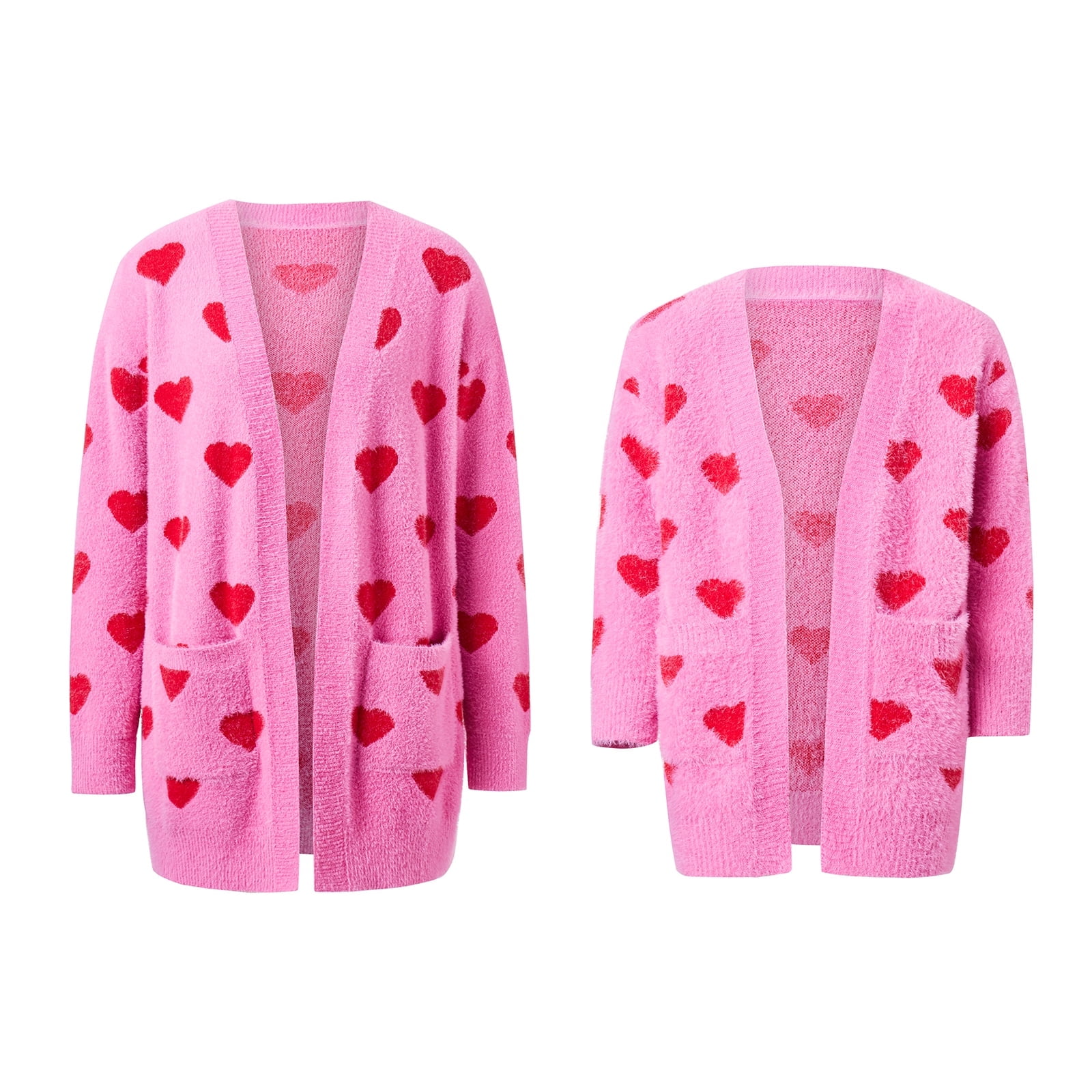 Mommy and Me Valentine's Day Outfits Heart Pattern Long Sleeve Open ...