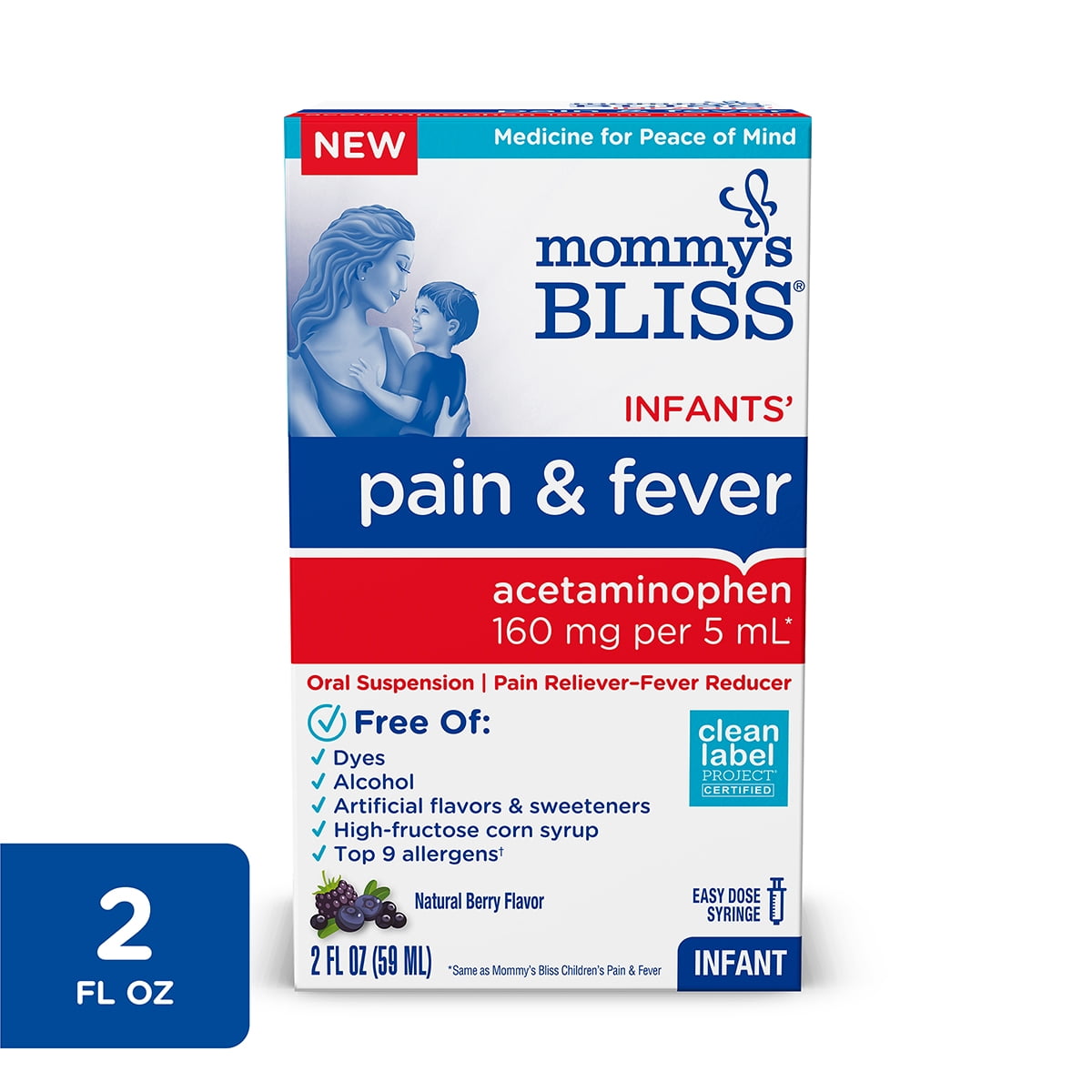Mommy’s Bliss® Infant Pain + Fever Relief Liquid, Acetaminophen, Berry ...