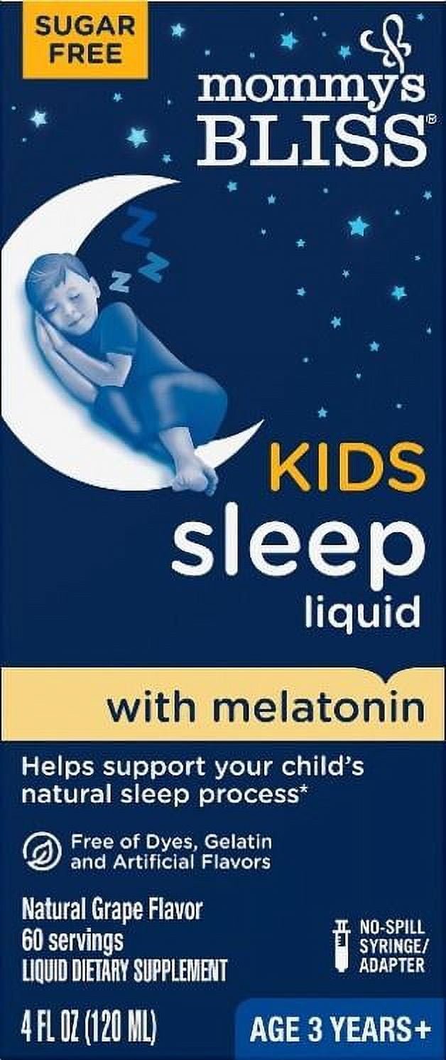 Mommy's Bliss Kids Sleep Liquid, Melatonin, Kids 3 Yrs +, Natural Grape ...