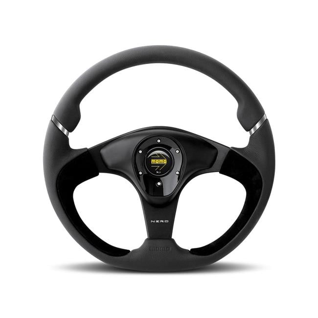 Momo Nero Steering Wheel 350 mm - Black Leather/Suede/Black Spokes - Walmart.com