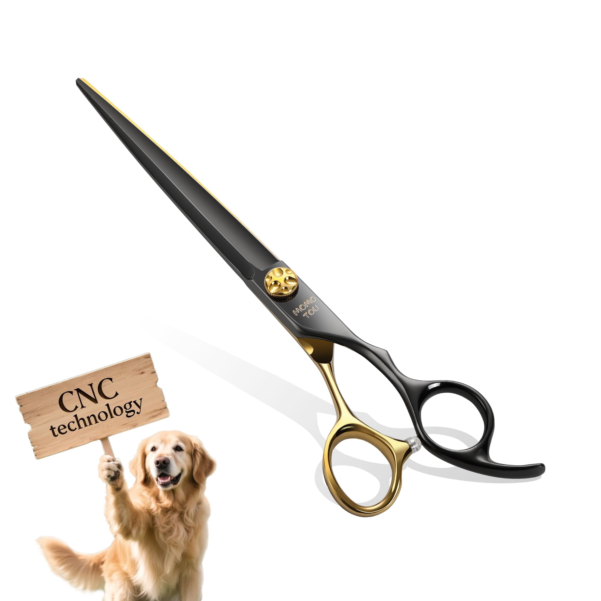 Momotou 7.5'' Straight Dog Grooming Scissors CNC 440C Blades Sharp and ...