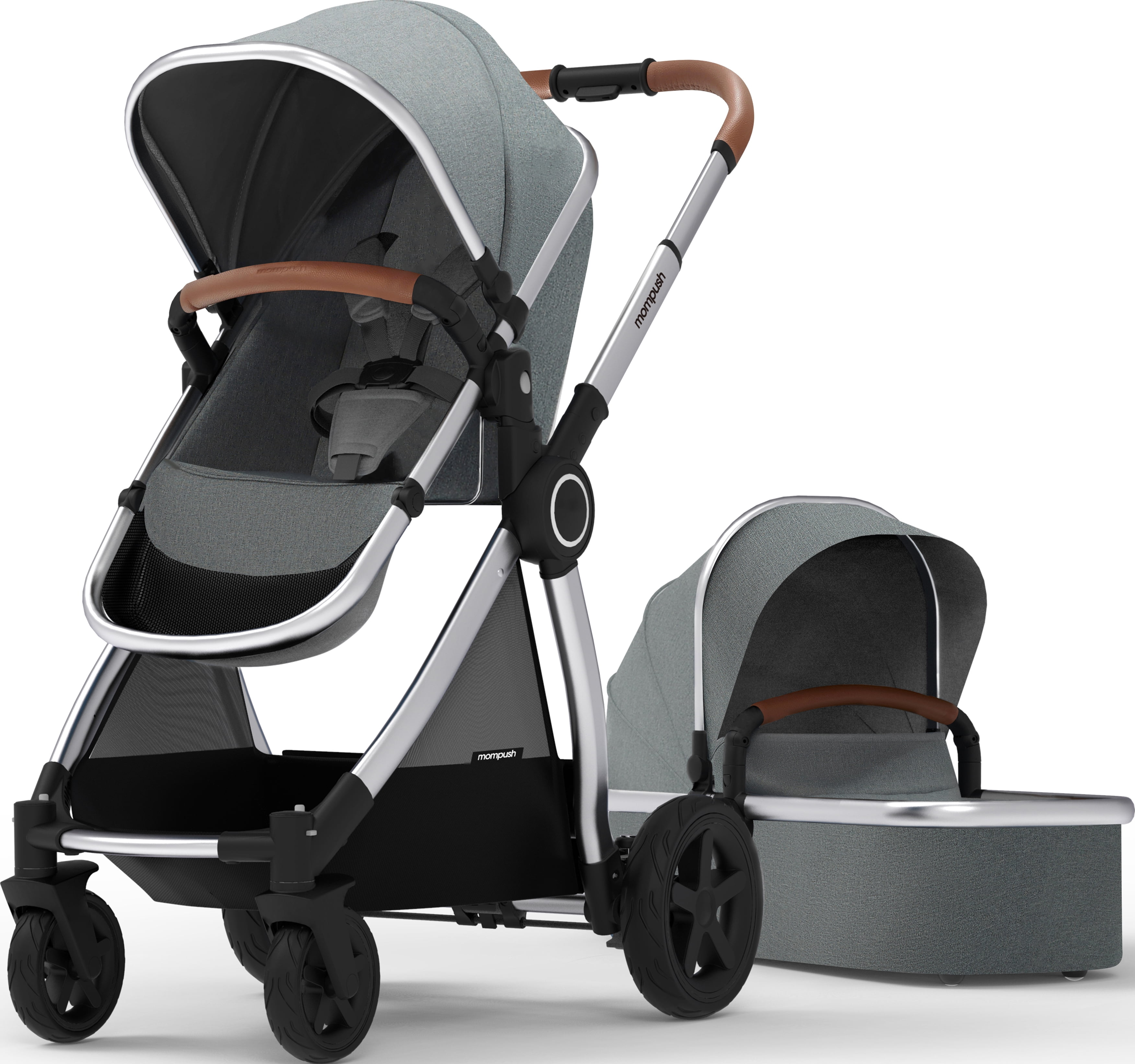 Mompush Ultimate2 Unisex Silver Baby Stroller, Newborn Frame Travel ...