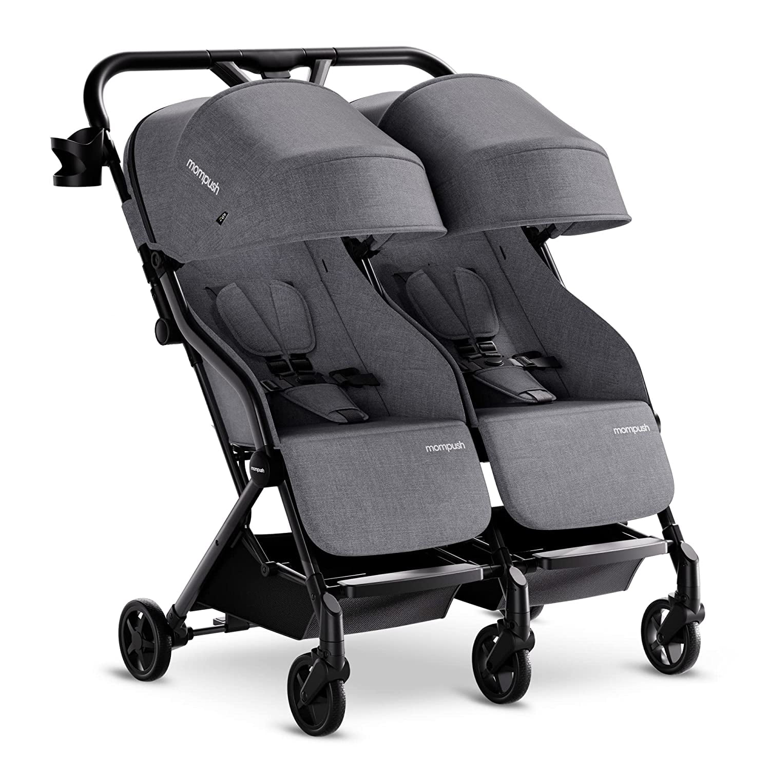 Mompush Ultra-Lightweight Twin Stroller, Self-Standing Fold, Large ...