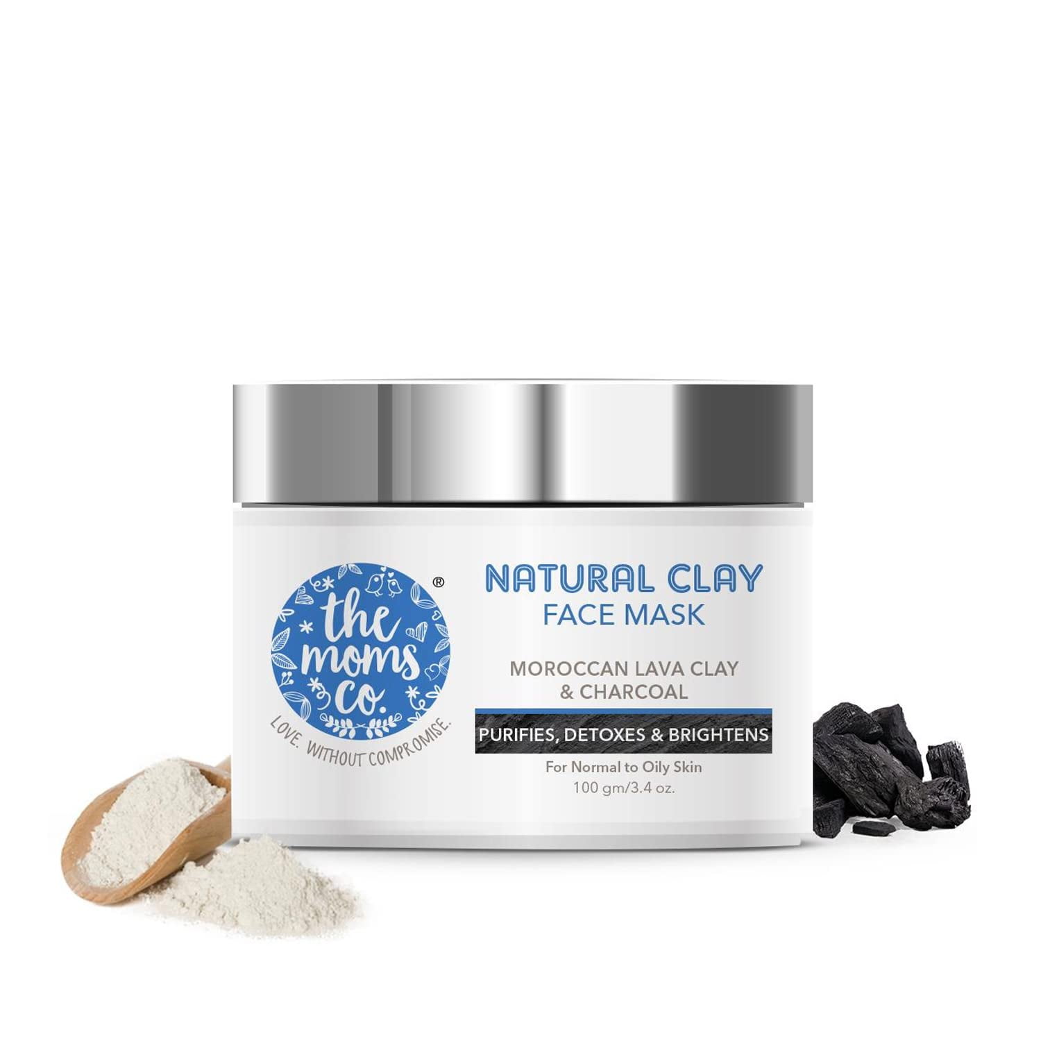The Moms Co. Natural Clay Face Mask with Moroccan Lava Clay & Activated ...