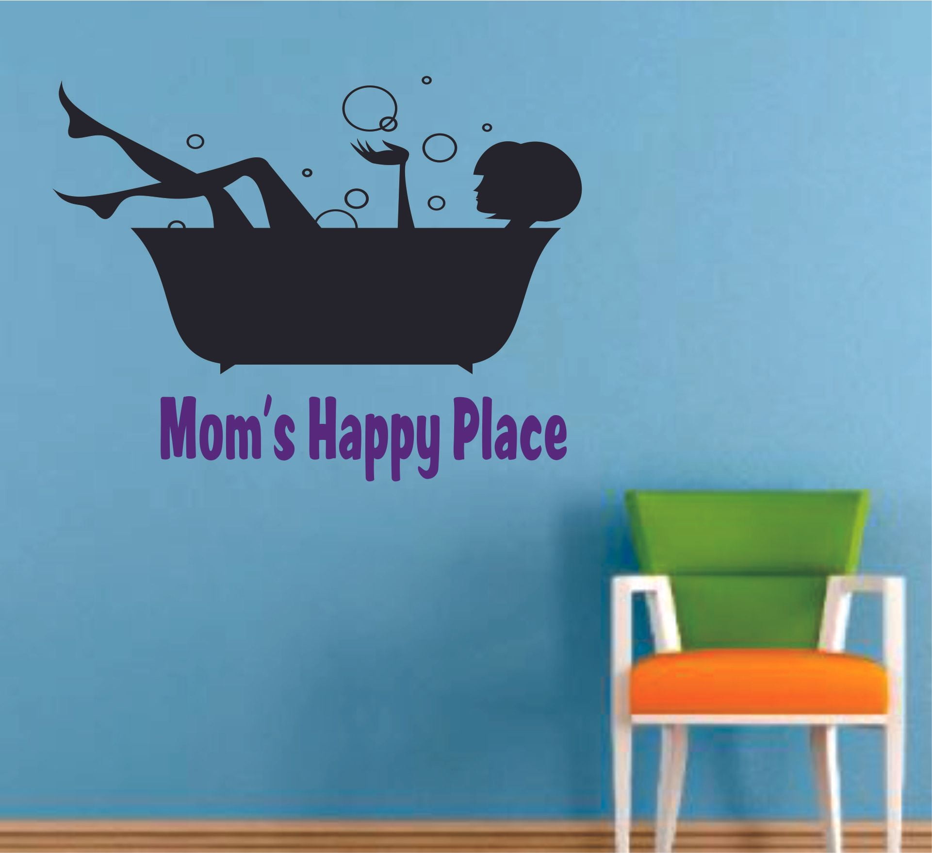Moms Happy Place Bath Tub Bubble Bath Customized Wall Decal - Custom ...