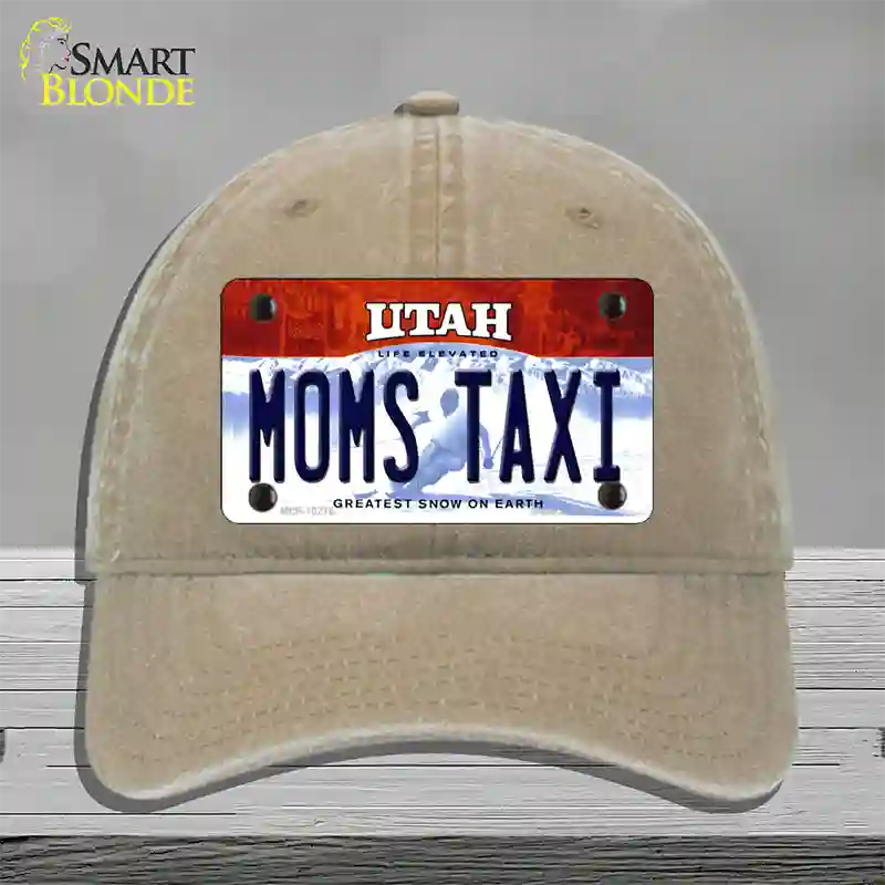 Moms Taxi Utah Novelty License Plate Hat Unconstructed Cotton Khaki ...