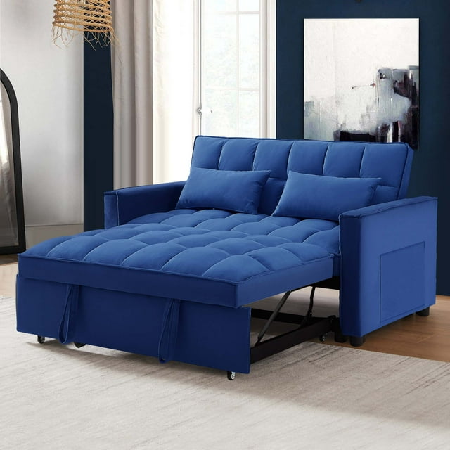 Momspeace Loveseat Convertible Sleeper Sofa Bed, Blue - Walmart.com