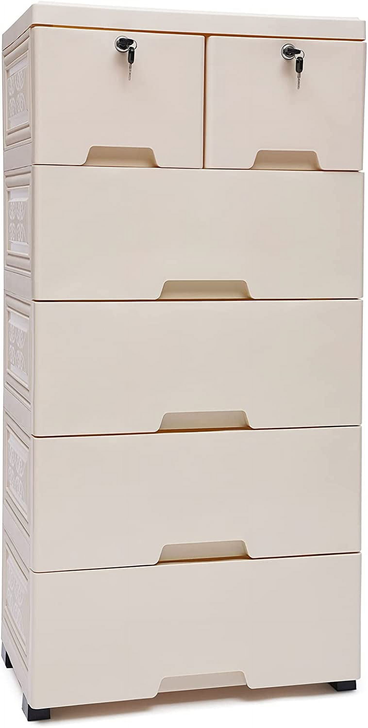 Mon 6-Drawer Storage Cabinet Organizer with Lock, Beige - Walmart.com