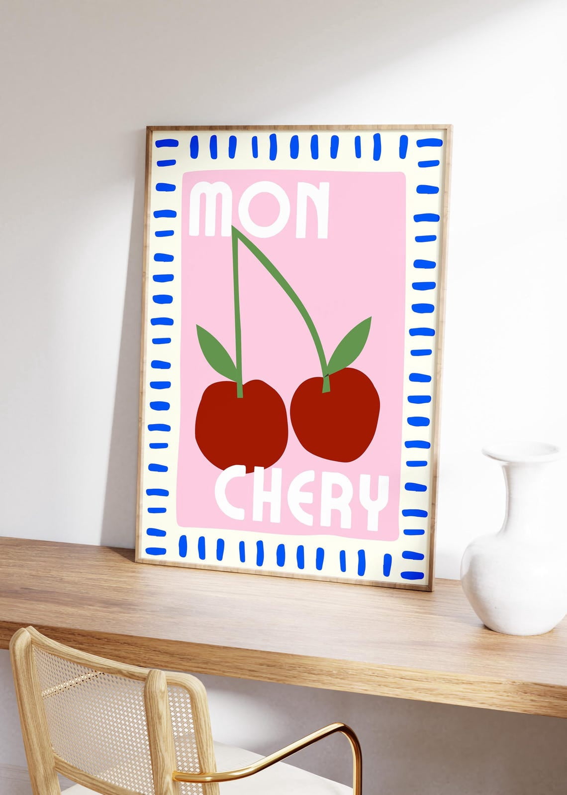 Mon Cheri Cherry Retro Wall Art Preppy Decor, Unframed Canvas Size ...