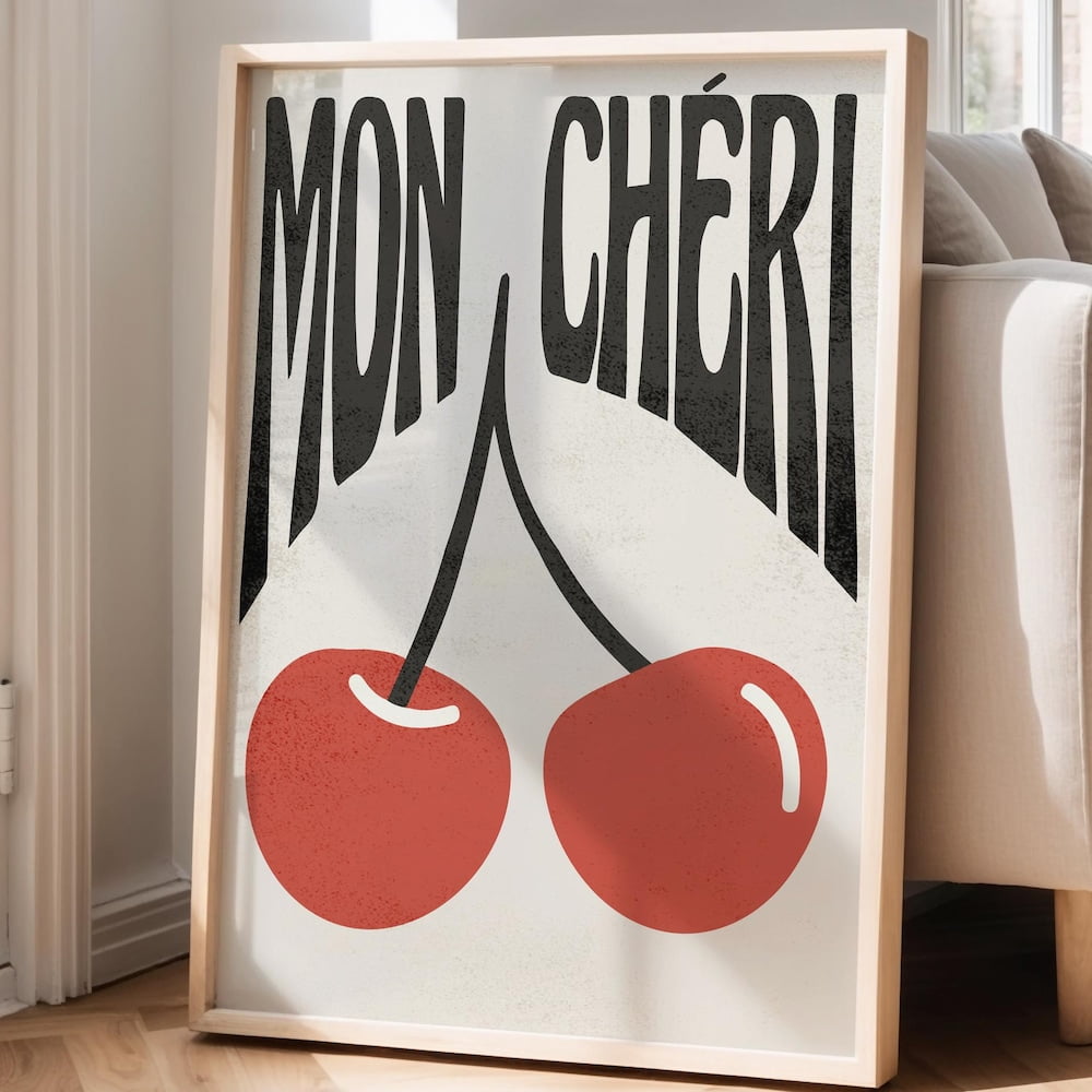 Mon Cheri Print, Cherry Print, Kitchen Print, Bedroom Print, French ...