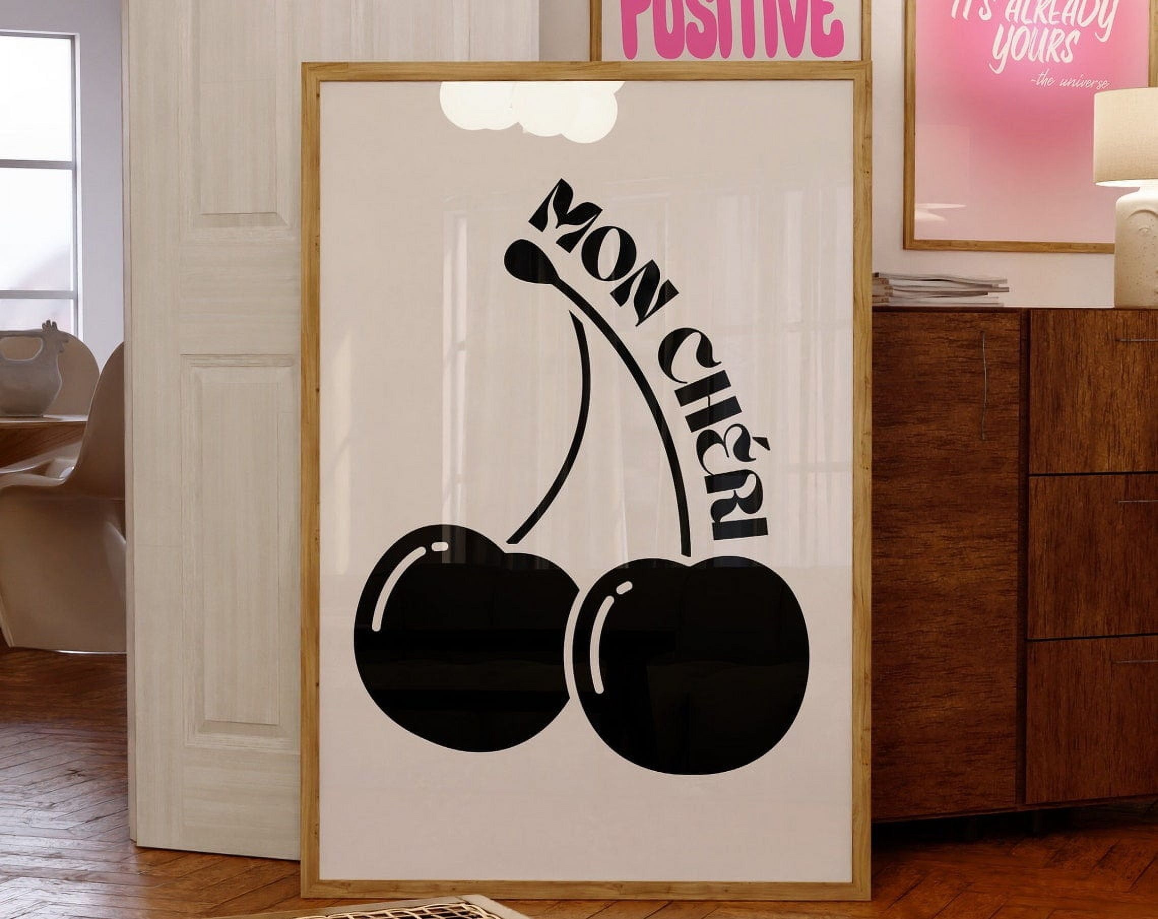 Mon Cheri Retro Art Print Neutral Wall Art Trendy Modern Decor Cherry Poster Print Funky ...