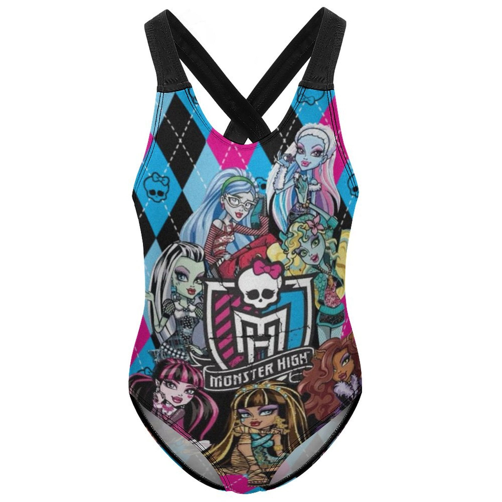 Mon-Ster High Girls Swimwear Cartoon Cross Shoulder Swimsuit Bathing ...