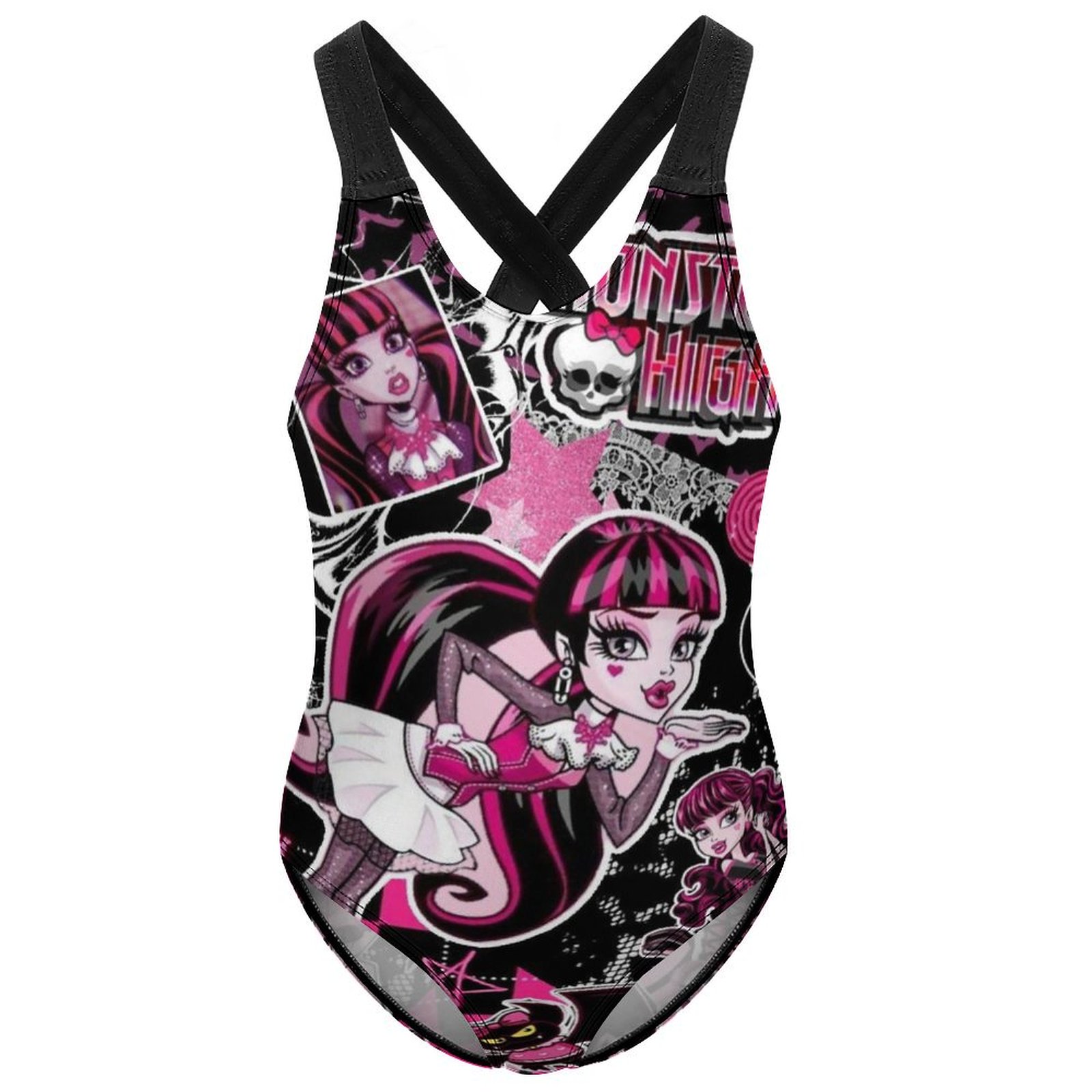 Mon-Ster High Girls Swimwear Cartoon Cross Shoulder Swimsuit Bathing ...