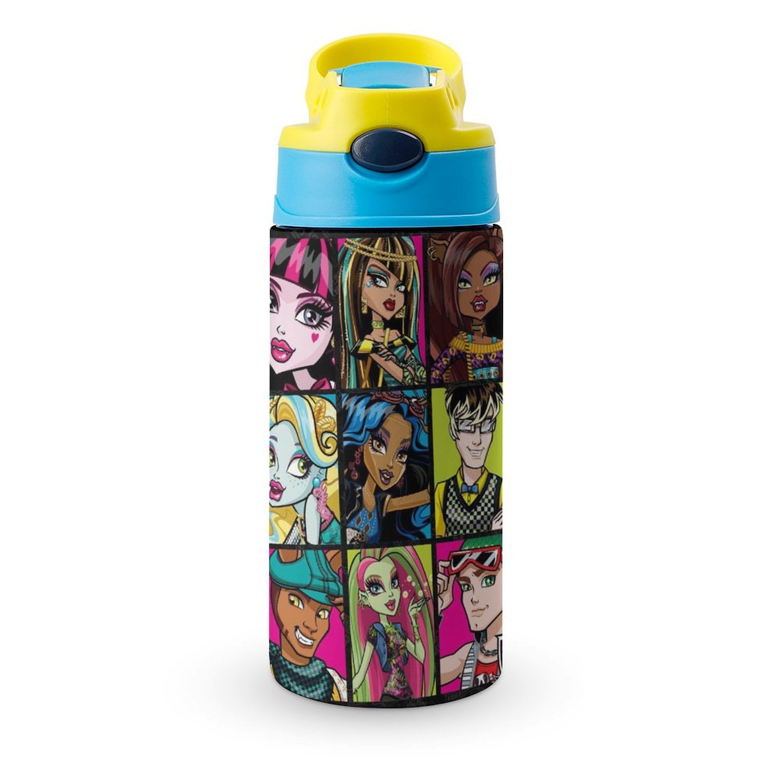 Mon-Ster High Kids Water Bottle with Straw Lid Insulated Stainless ...