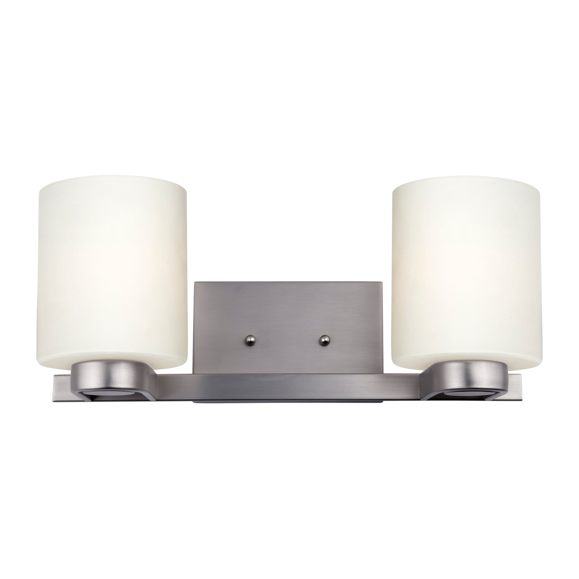 Mona 2-Light Brushed Nickel Bath Bracket with Satin Opal Glass ...