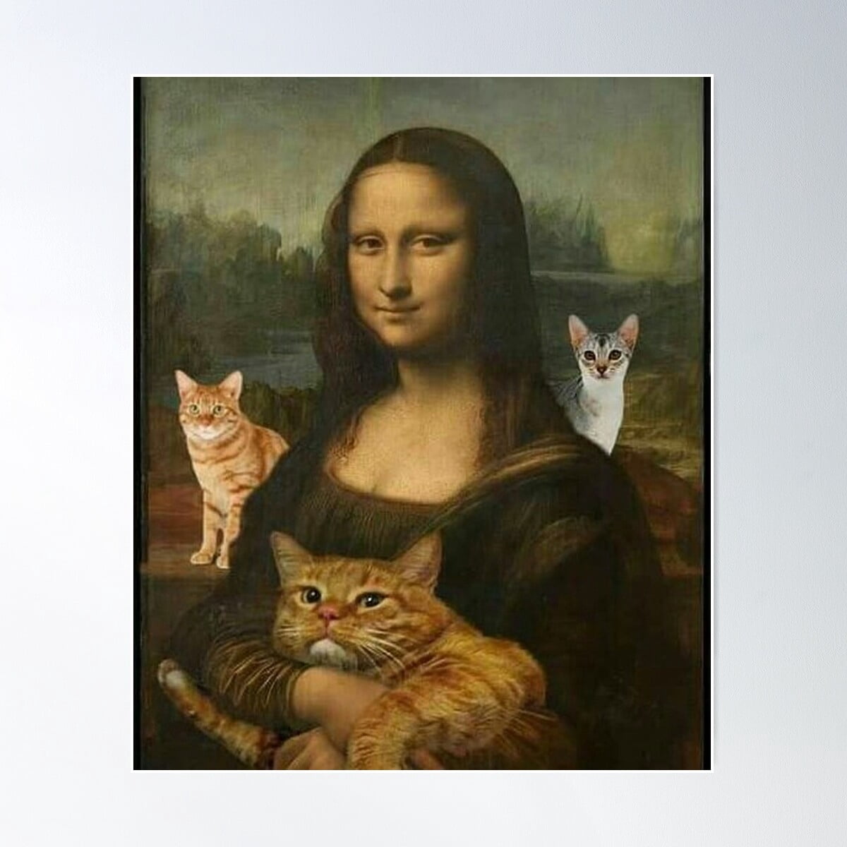 Mona Lisa And Cats Poster Wall Art, Modern Wall Decor For Living Room ...