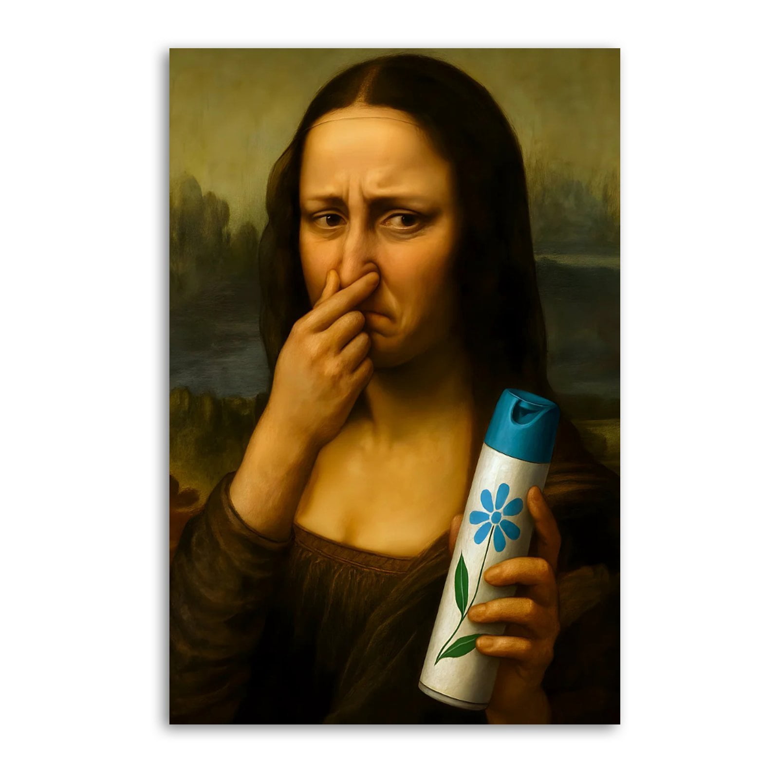 Mona Lisa Bathroom Holding Her Nose Canvas Wall Art Poster Decorative ...