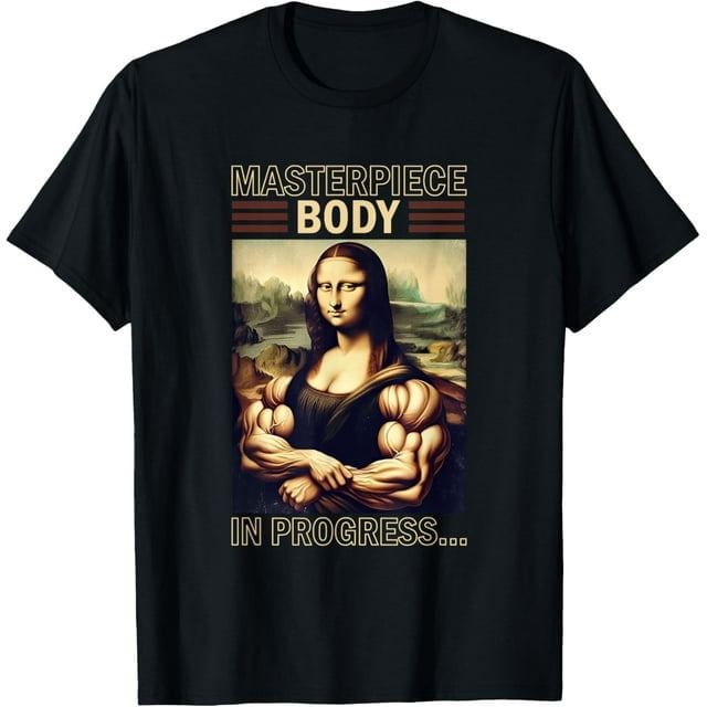 Mona Lisa Bodybuilding Muscle Gym Weightlifting Workout T-Shirt ...
