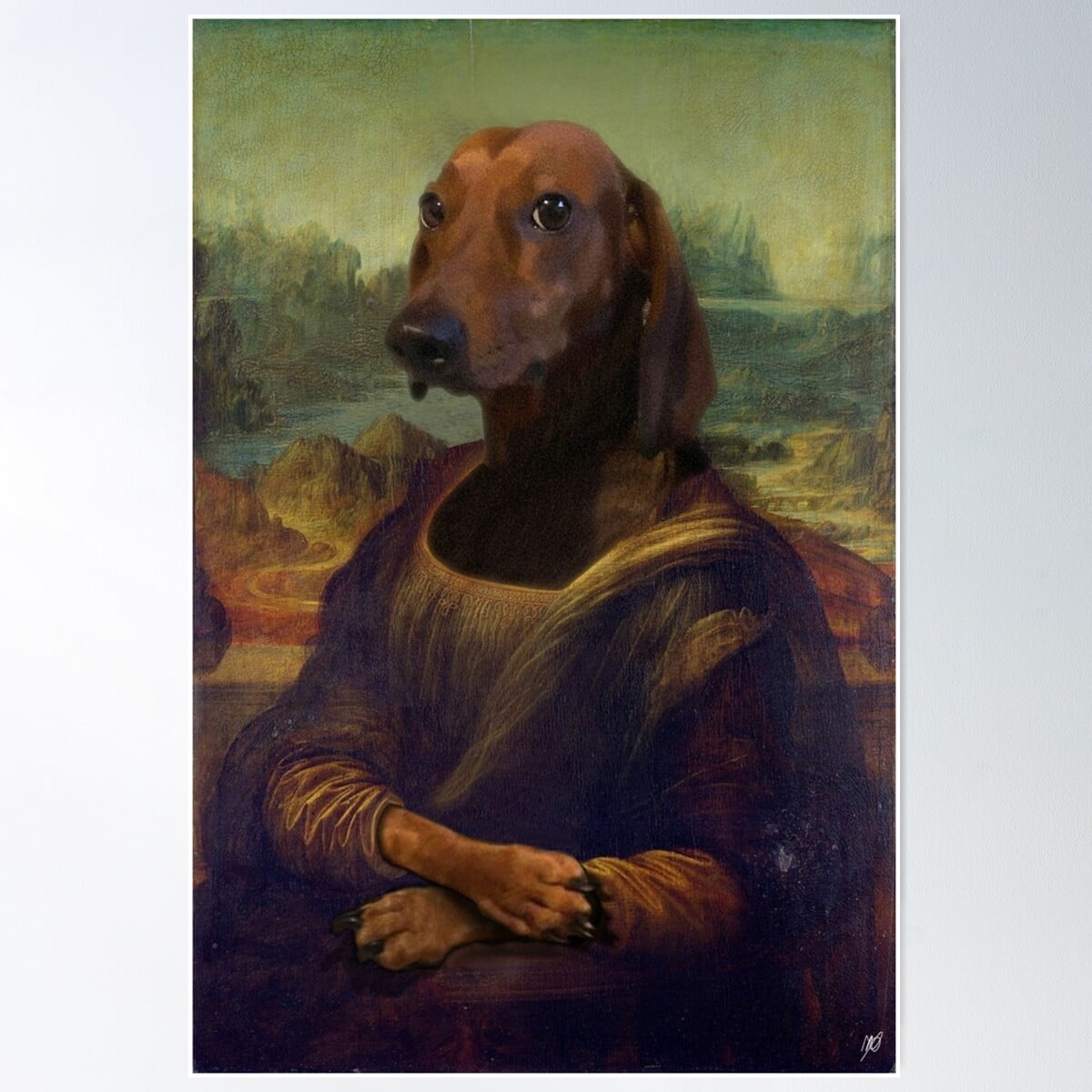 Mona Lisa Dog Portrait Poster Wall Art, Modern Wall Decor For Living ...