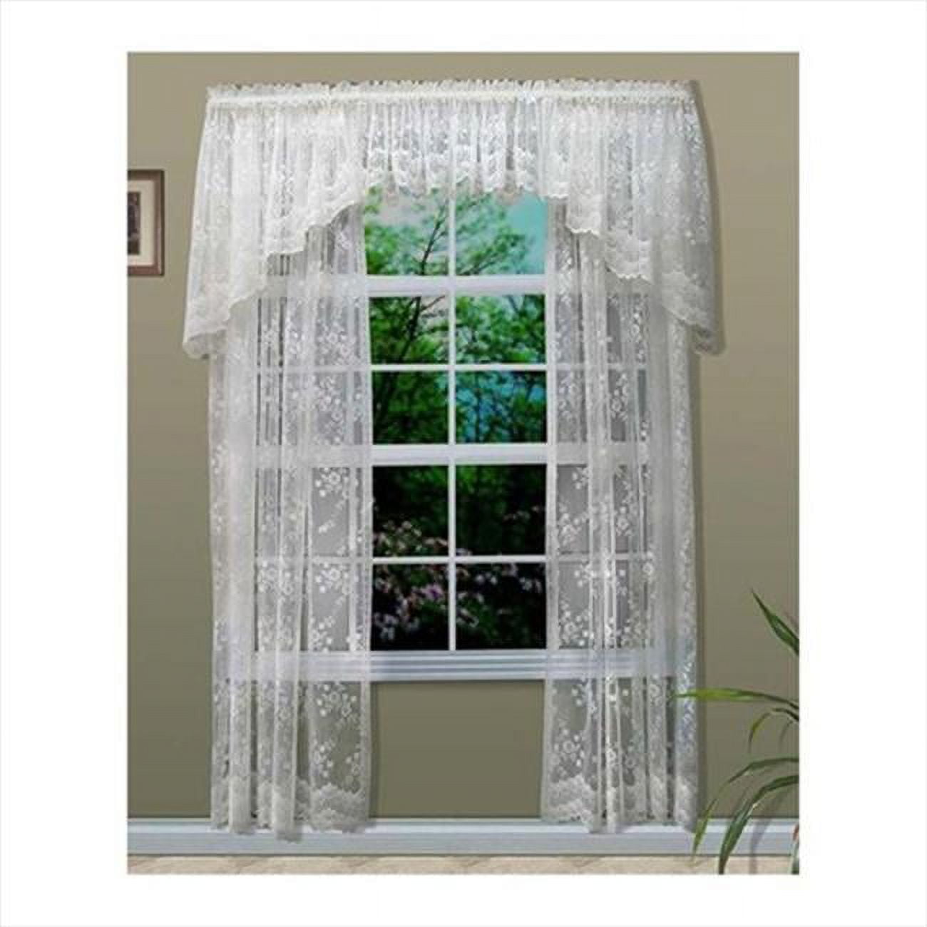 Mona Lisa Engineered Bridal Lace Window Panels - White - 72 in ...