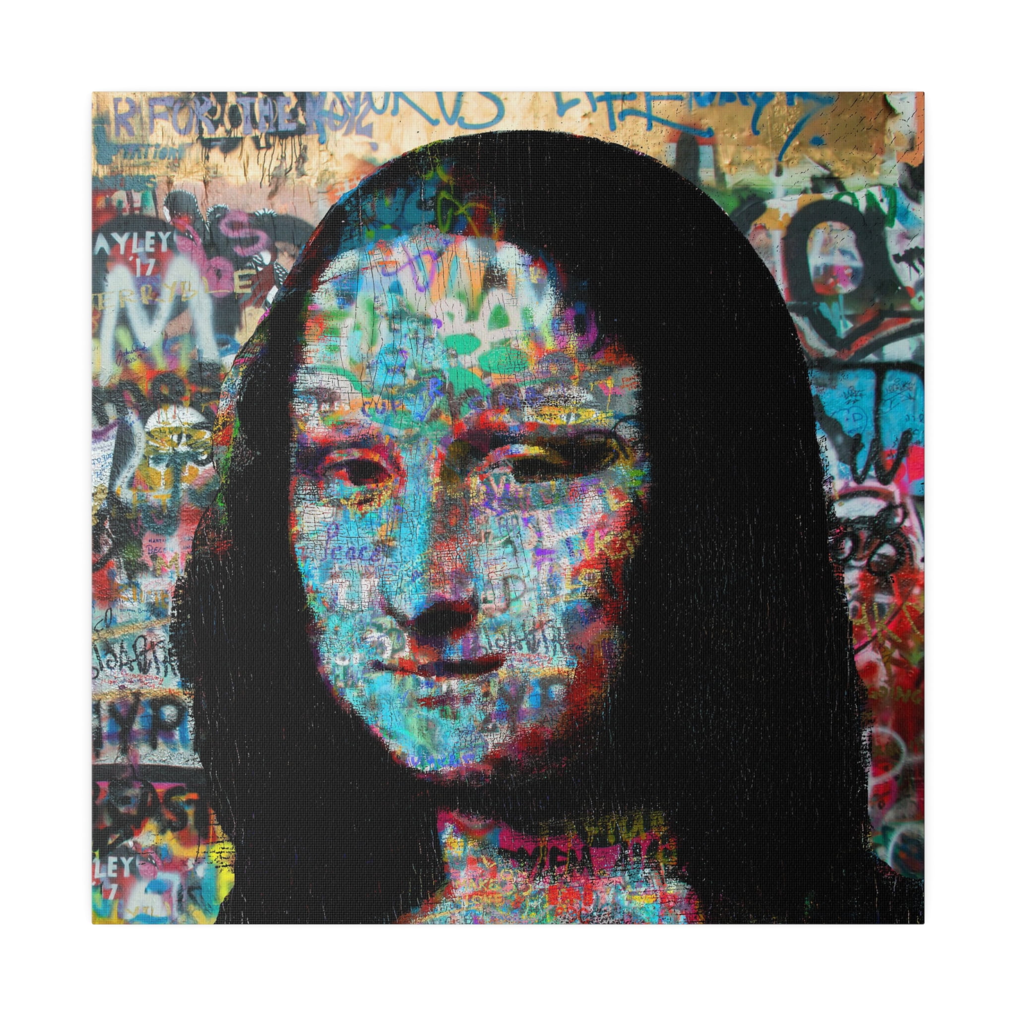 Mona Lisa Graffiti Canvas Wall Art - Banksy Warhol Mashup - Walmart.com