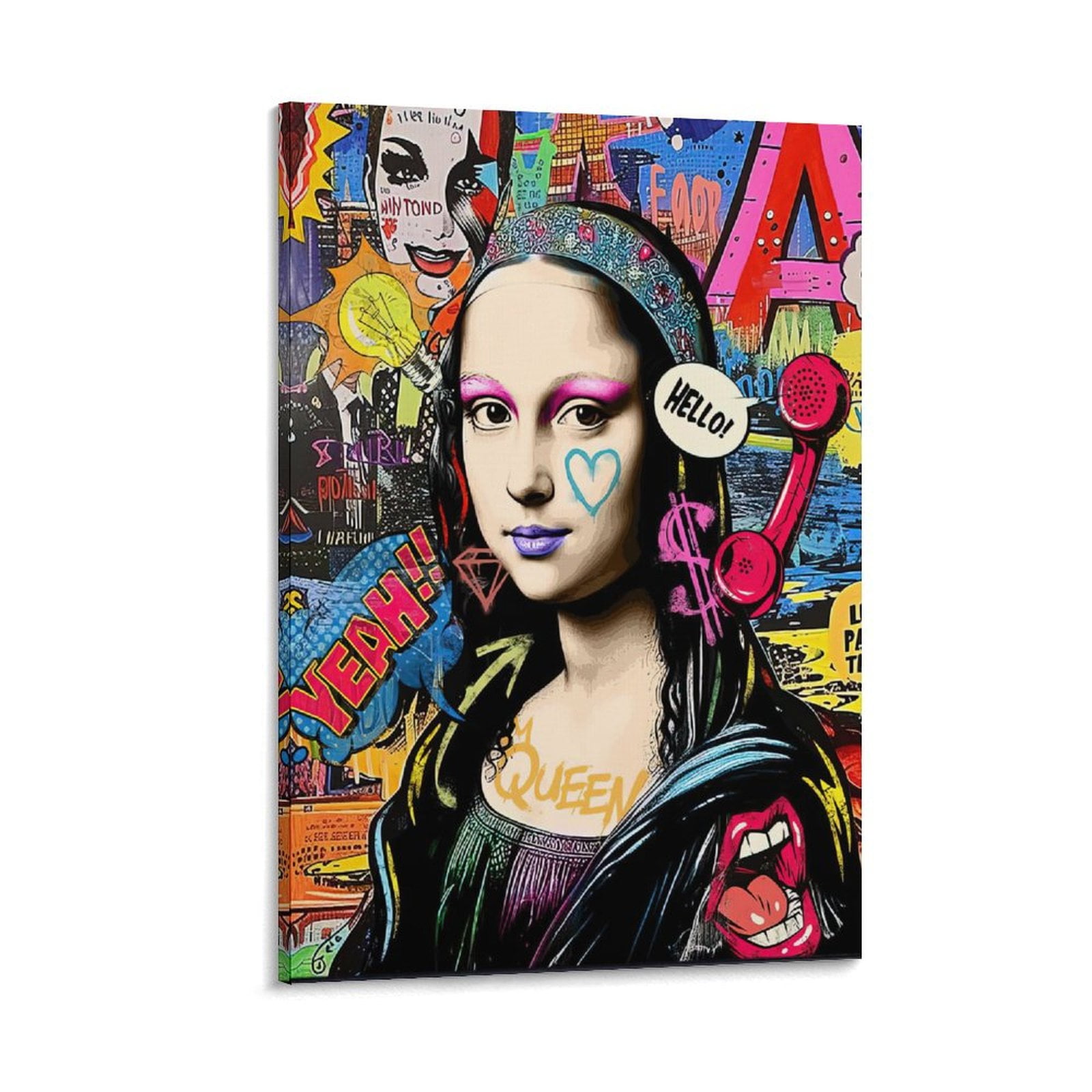 Mona Lisa Graffiti Wall Art Frame-style24x36inch(60x90cm) - Walmart.com