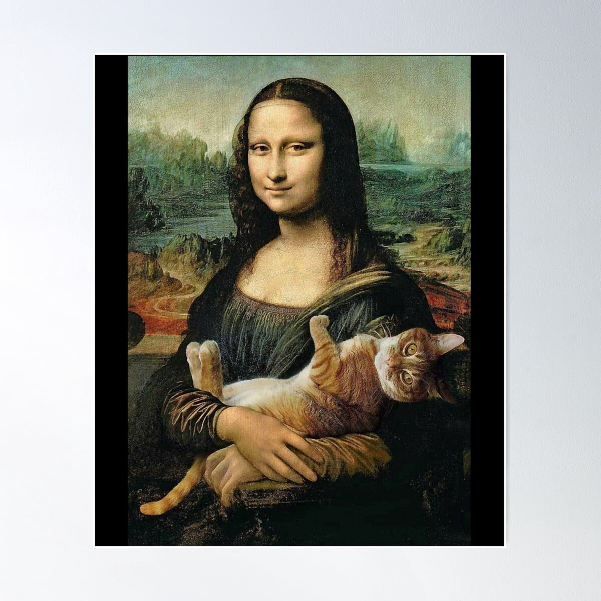 Mona Lisa Holding A Cat Poster Wall Art, Modern Wall Decor For Living ...