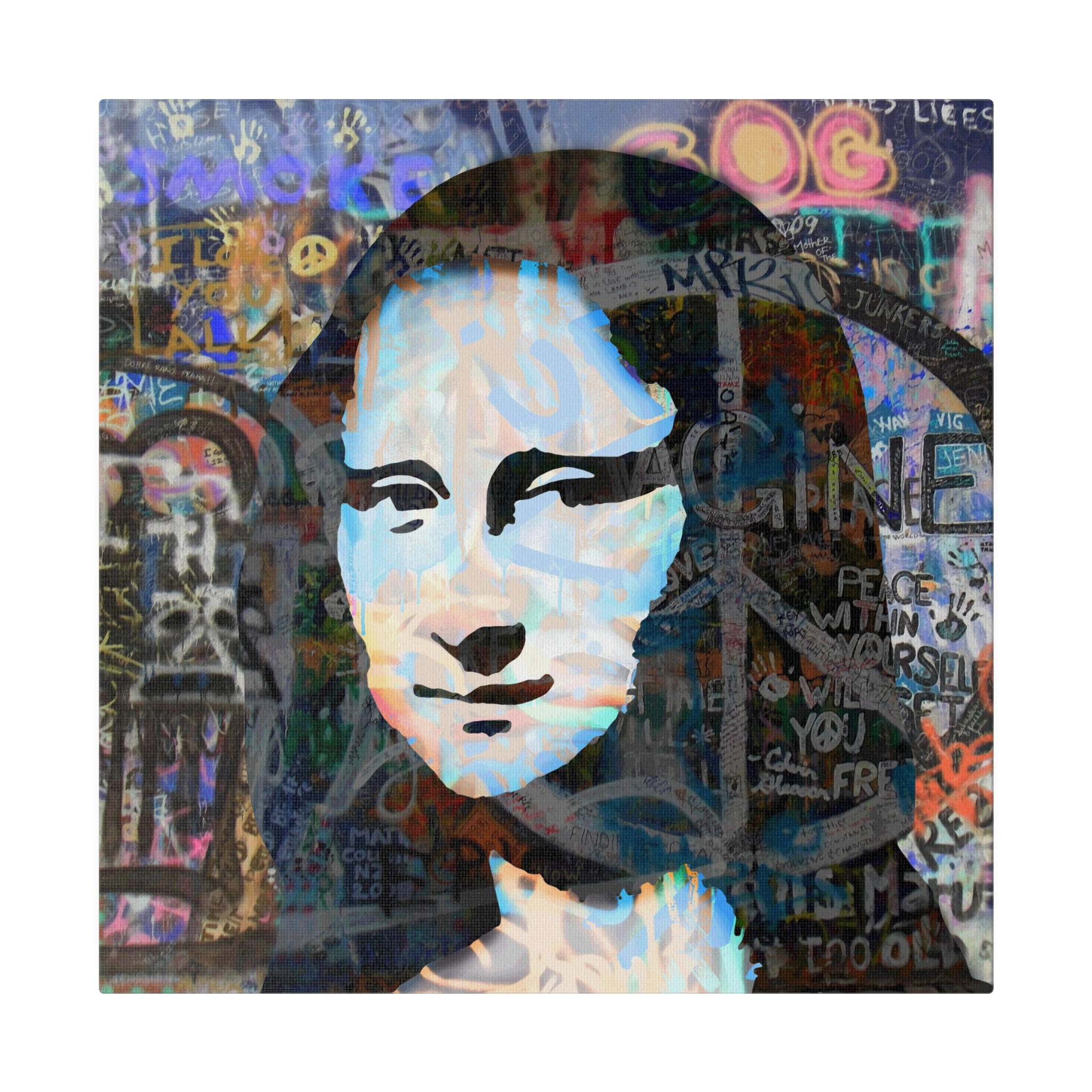 Mona Lisa Imagine Peace Graffiti Canvas Wall Art - Pop Art - Walmart.com