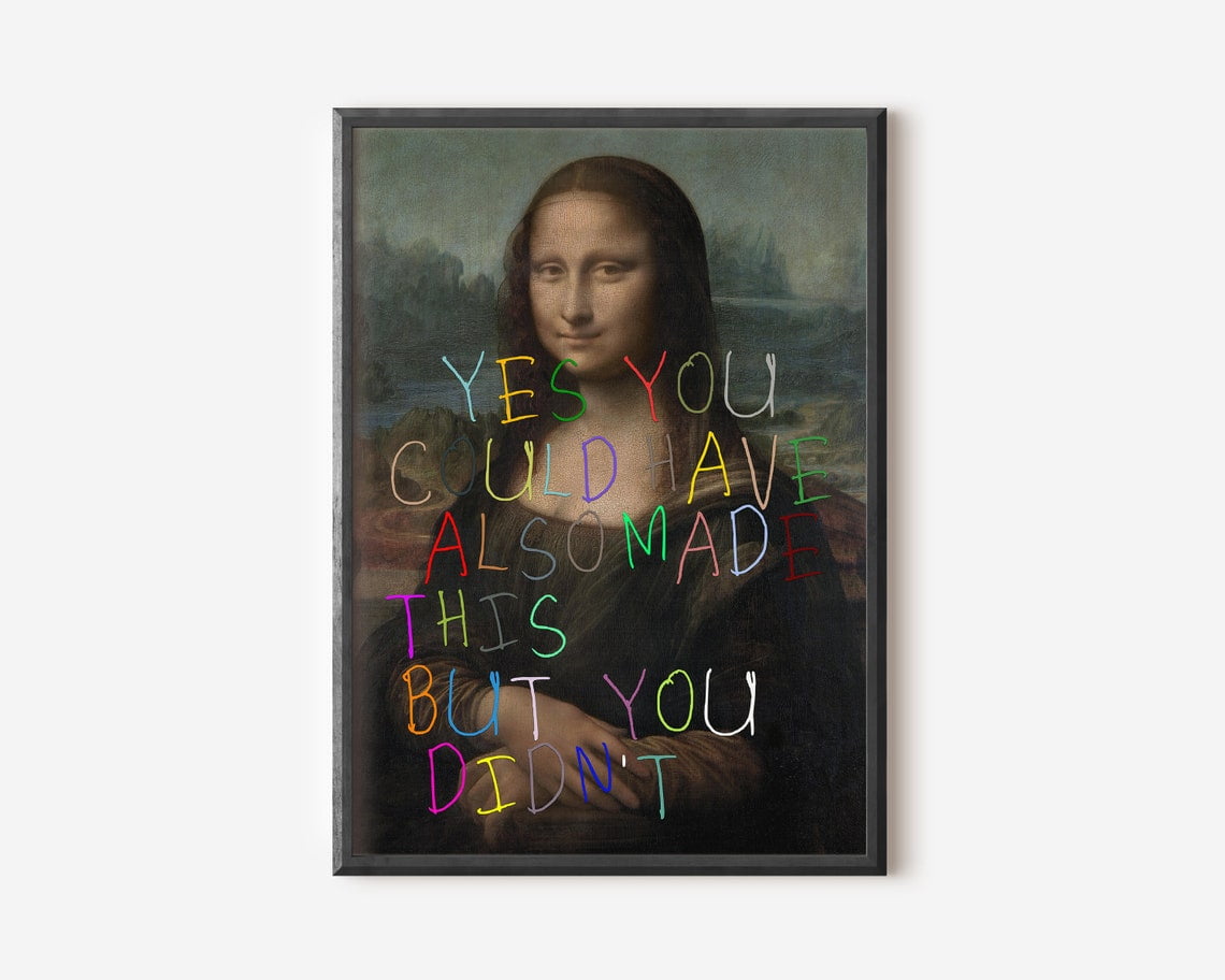 Mona Lisa Pop Art Print, Colourful Modern Wall Art Poster, Red ...