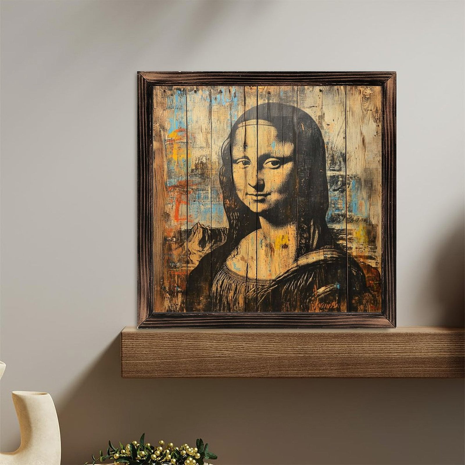 Mona Lisa Wood Pallet Art Wooden Sign Wall Plaque - Vintage Art ...