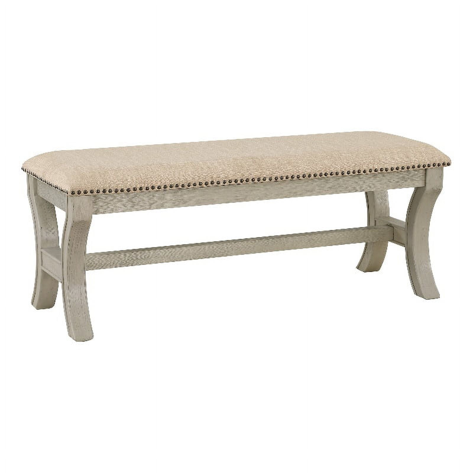 Monaco 48" Bench in Linen White Fabric with White Wash Base - Walmart.com