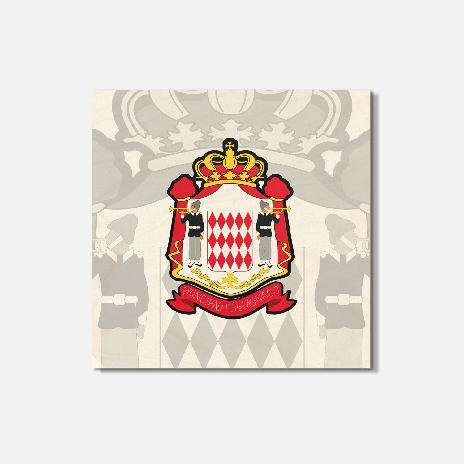Monaco Coat Of Arms 4'' X 4'' Square Wooden Coaster - Walmart.com