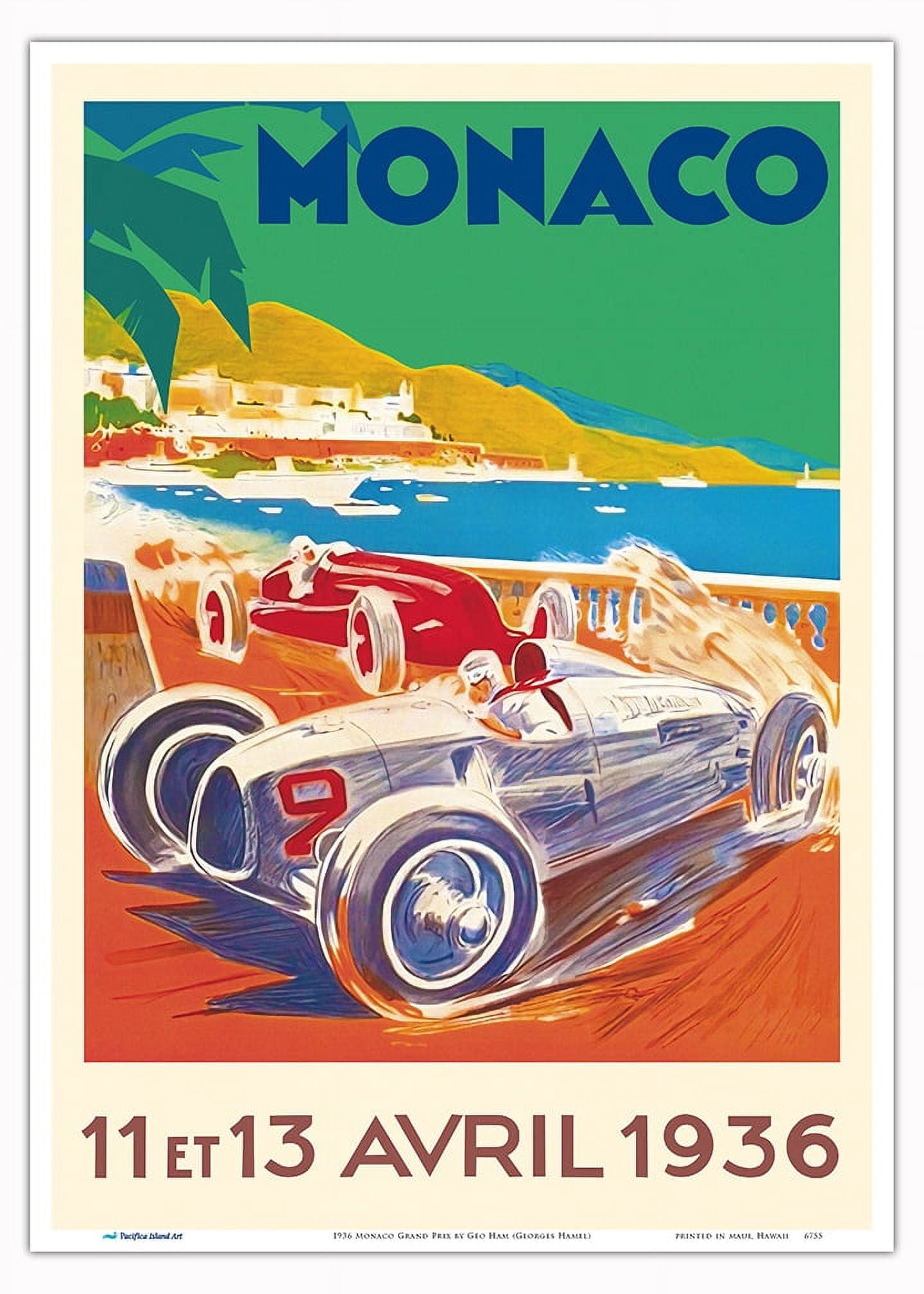 Monaco Grand Prix 1936 - Vintage Car Racing Poster by Géo Ham (Georges ...