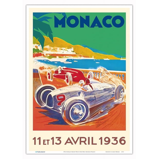 Monaco Grand Prix 1936 - Vintage Car Racing Poster by Géo Ham (Georges ...
