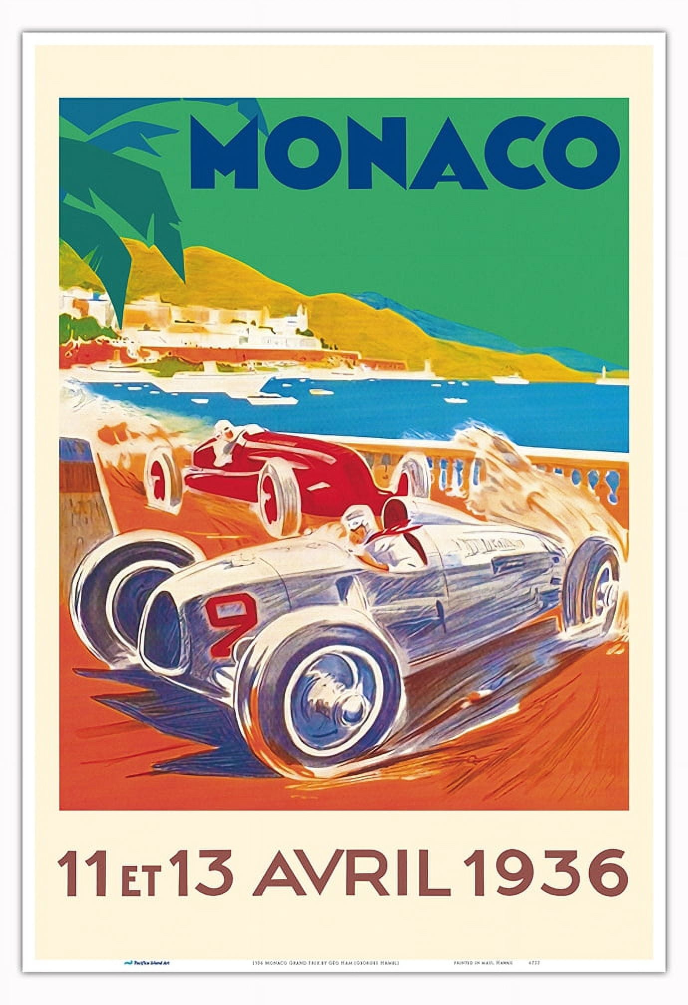 Monaco Grand Prix 1936 - Vintage Car Racing Poster by Géo Ham (Georges ...