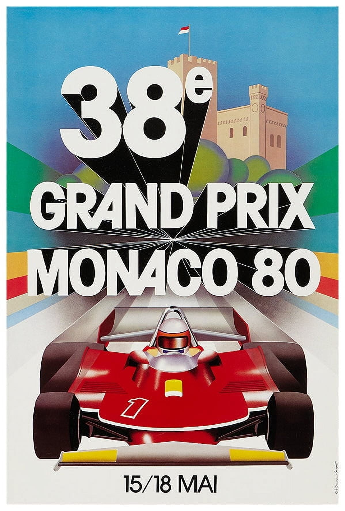 Monaco - Grand Prix - 1980 - Vintage Racing Poster (12x18Inches(Black ...