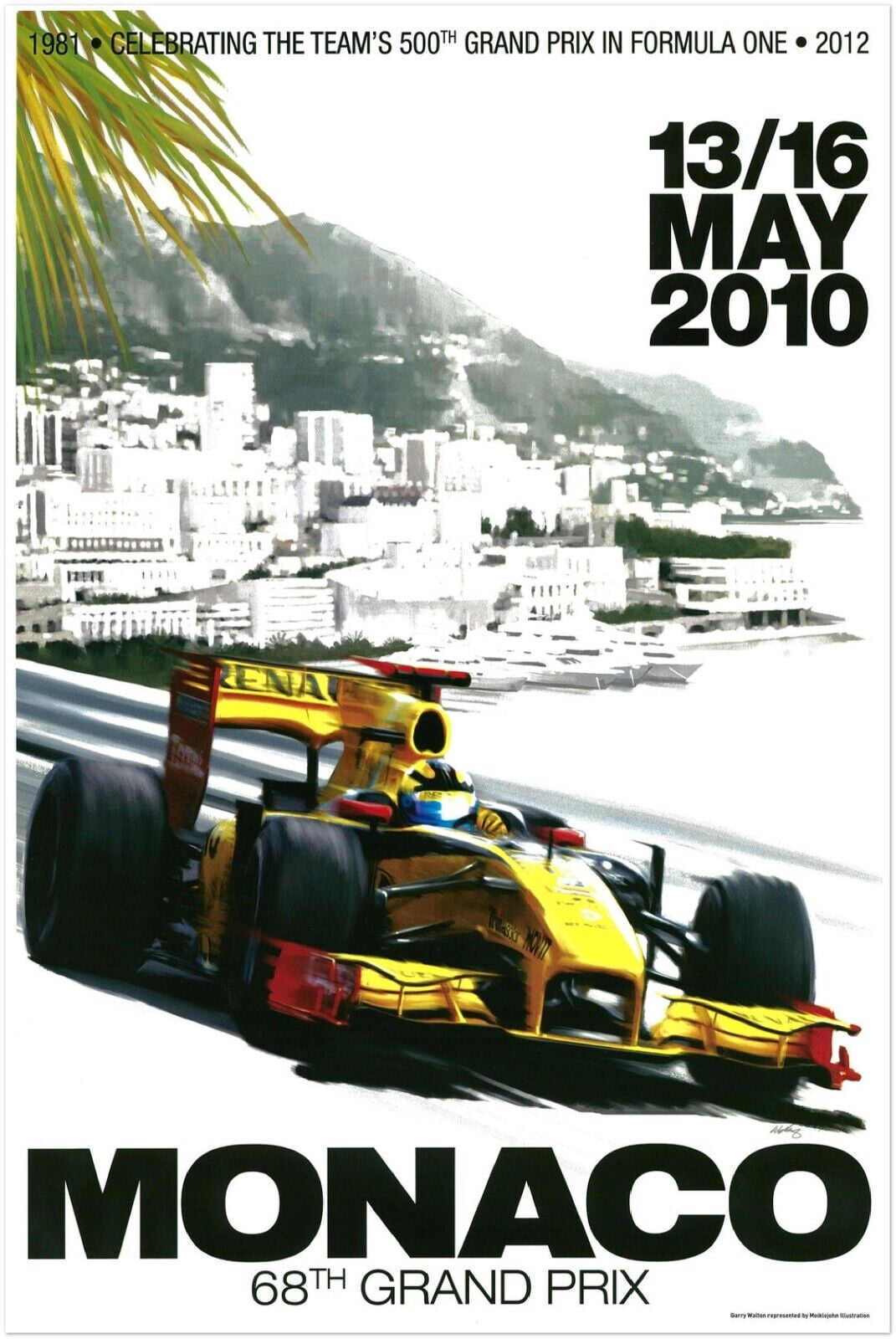 Monaco Grand Prix 2010 - Vintage Auto Racing Poster (12x18Inches(Black ...