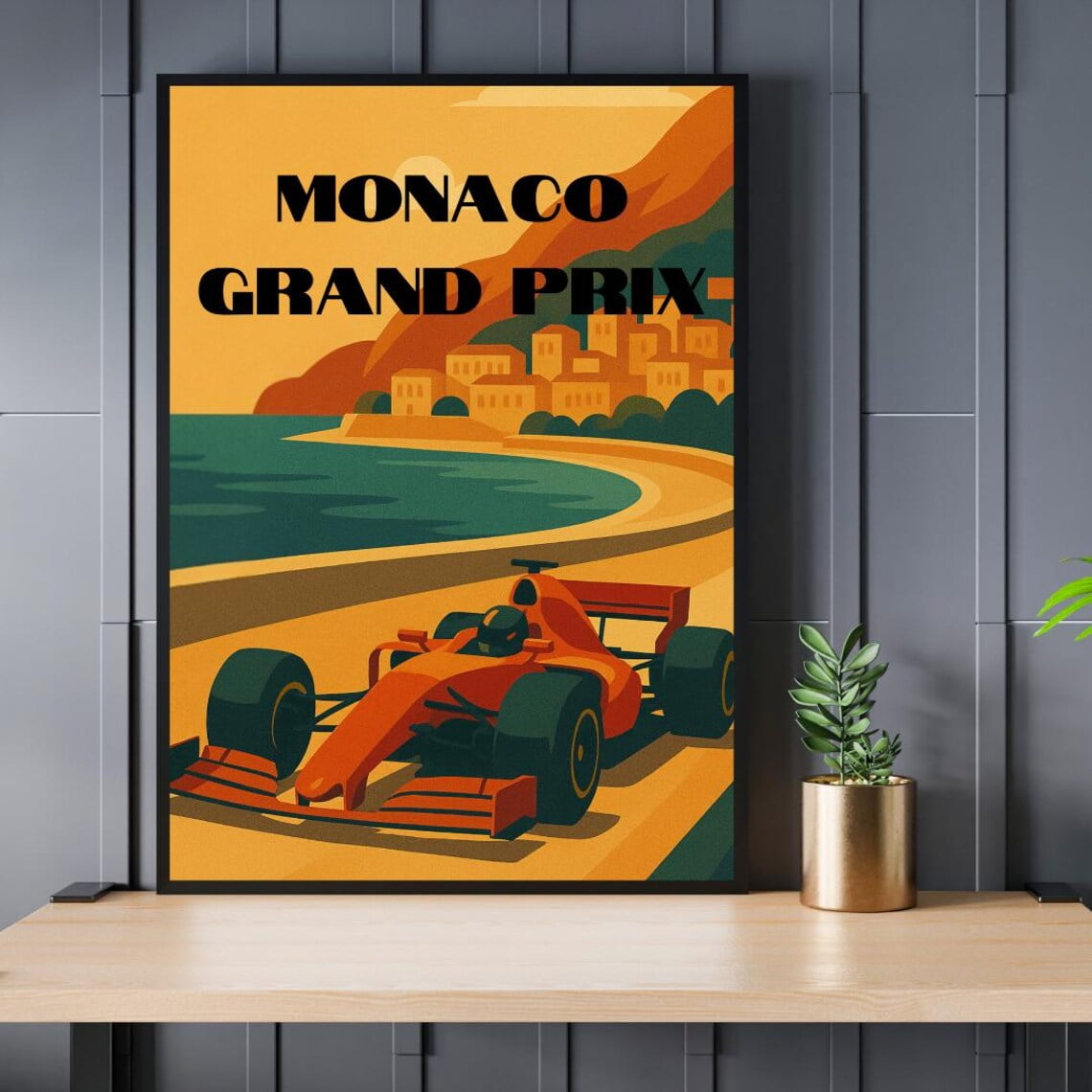 Monaco Grand Prix Art Deco Print, Retro Formula 1 Racing, Unframed ...
