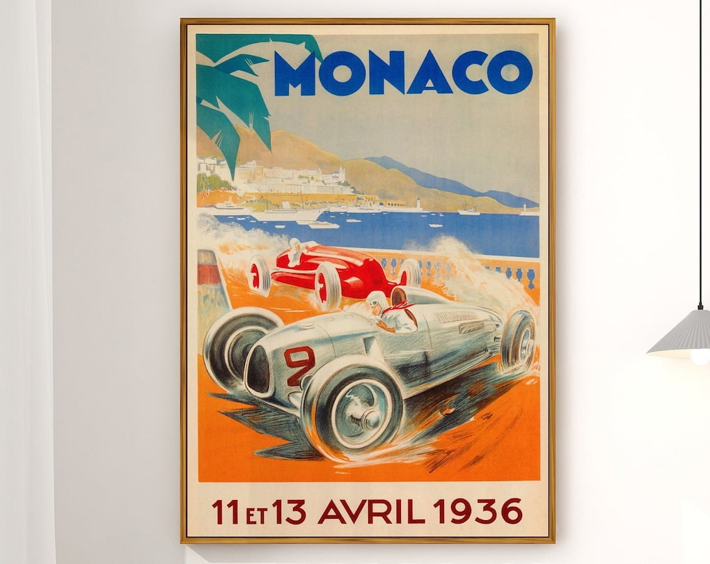 Monaco Grand Prix, Automobile Race, Car, Retro, Printable Art, 1936 ...