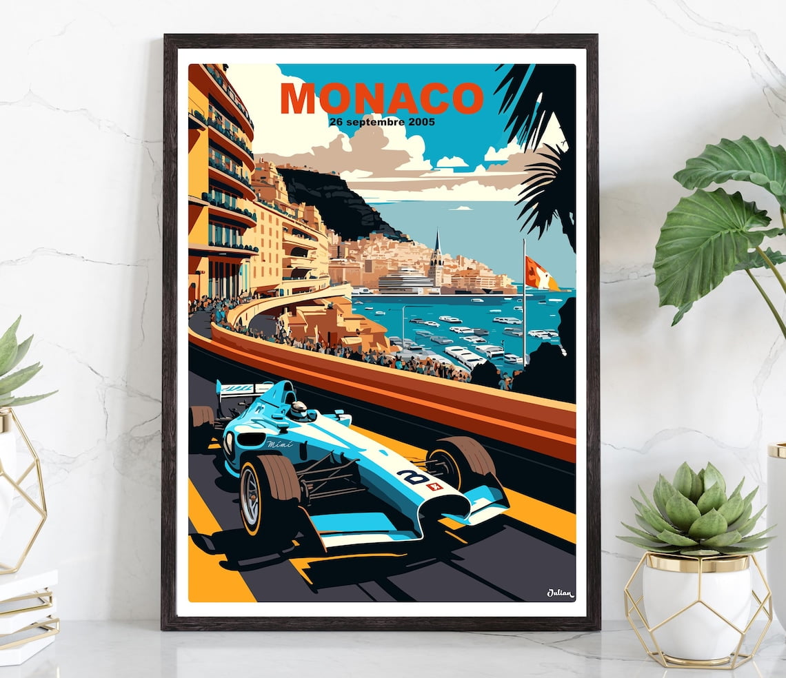 Monaco Grand Prix F1 : Vintage Style Racing Art Print #2427, Unframed ...