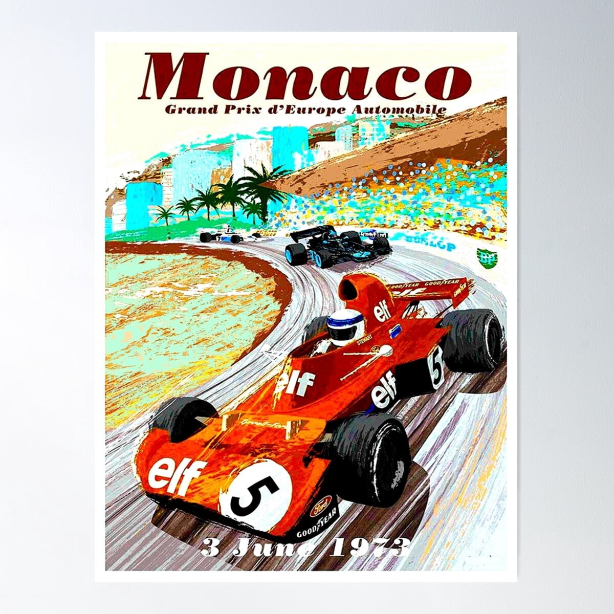 Monaco Grand Prix : Vintage 1972 Abstract Auto Racing Print Poster Wall ...