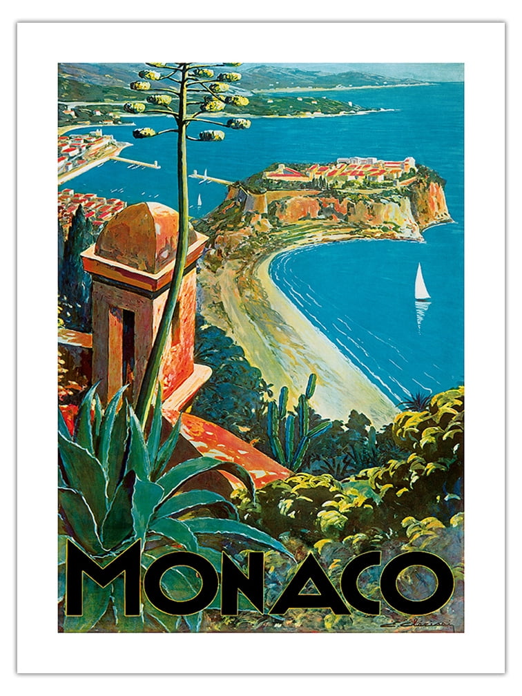 Monaco - Monte Carlo French Riviera - Vintage Travel Poster by E ...