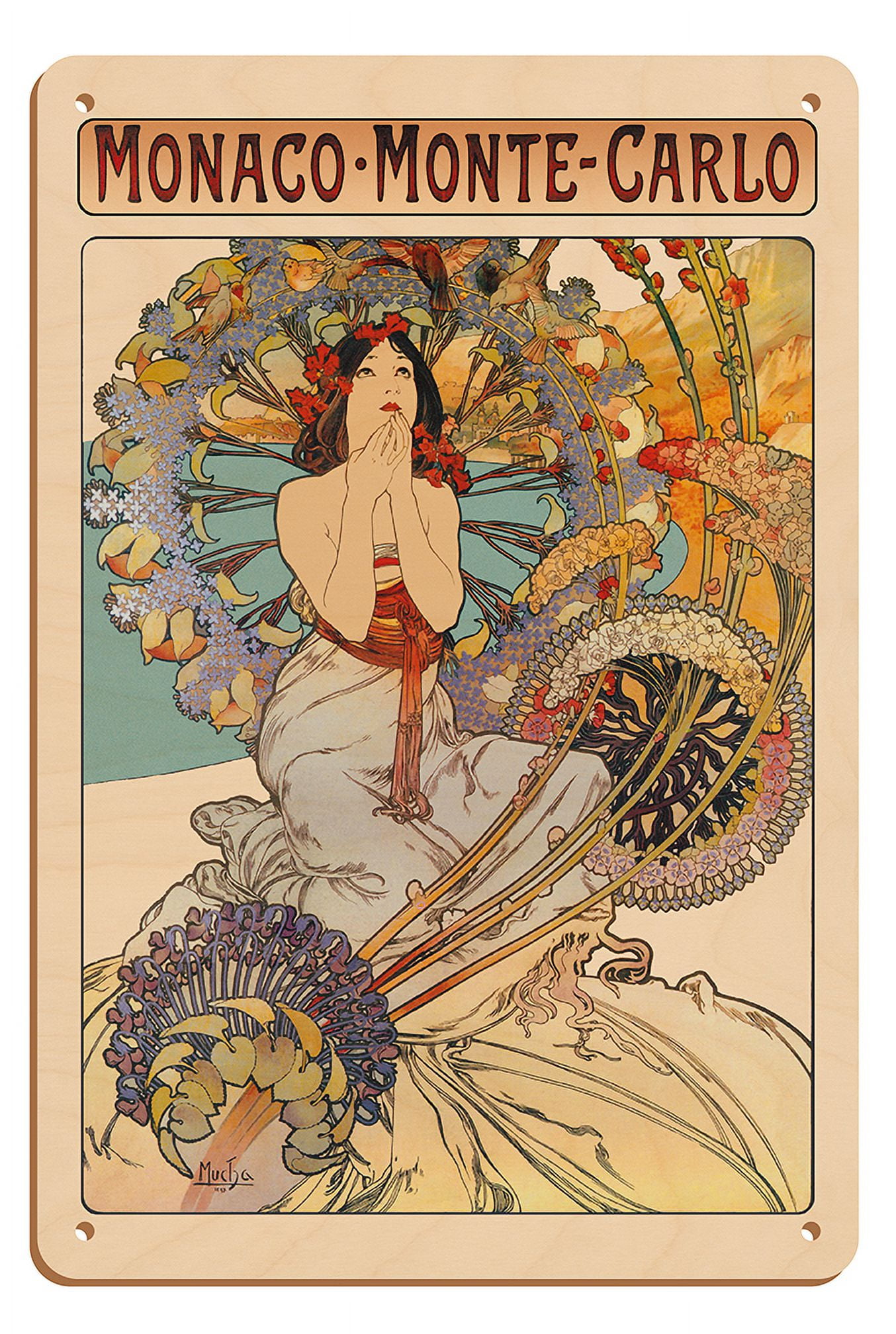 Monaco.Monte-Carlo - Vintage Railroad Travel Poster by Alphonse Mucha c ...