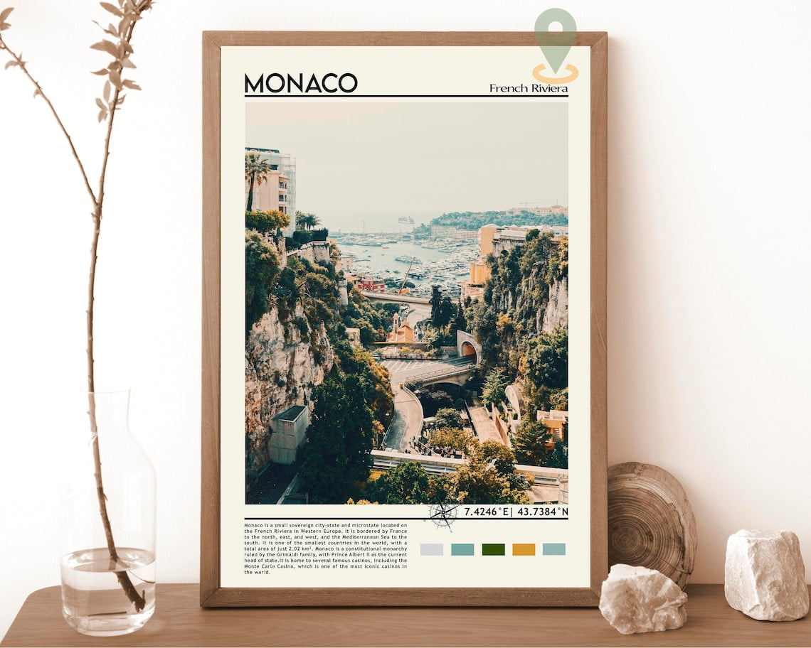 Monaco Print, Vintage Poster, Monaco Art, Monaco Poster, Monaco Photo ...