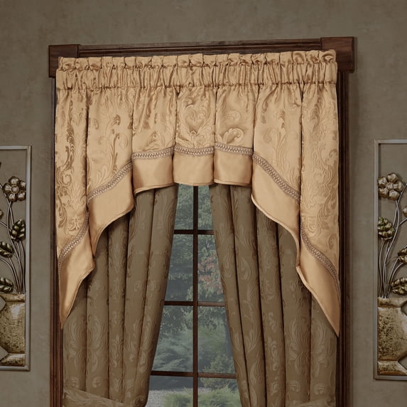 Monaco Swag Valance Gold 76 x 38 Swag Valance 76 x 38 Inches - Walmart.com