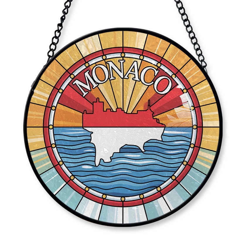 Monaco Travel Decor Suncatcher Stained Glass Window Hanging, Gift for ...
