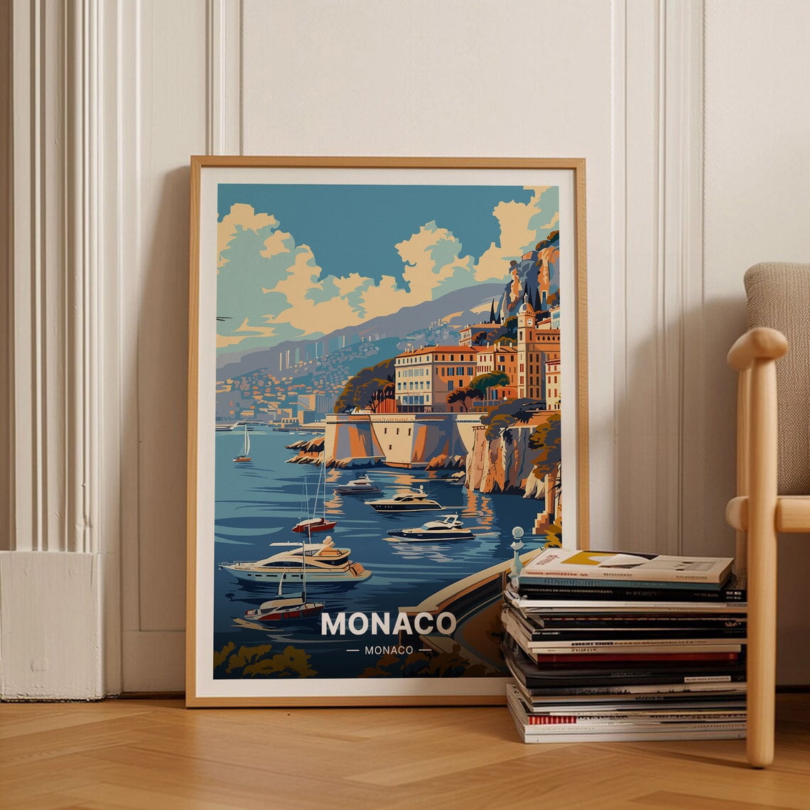 Monaco Travel Poster, French Riviera Cityscape Art, Elegant Home And ...